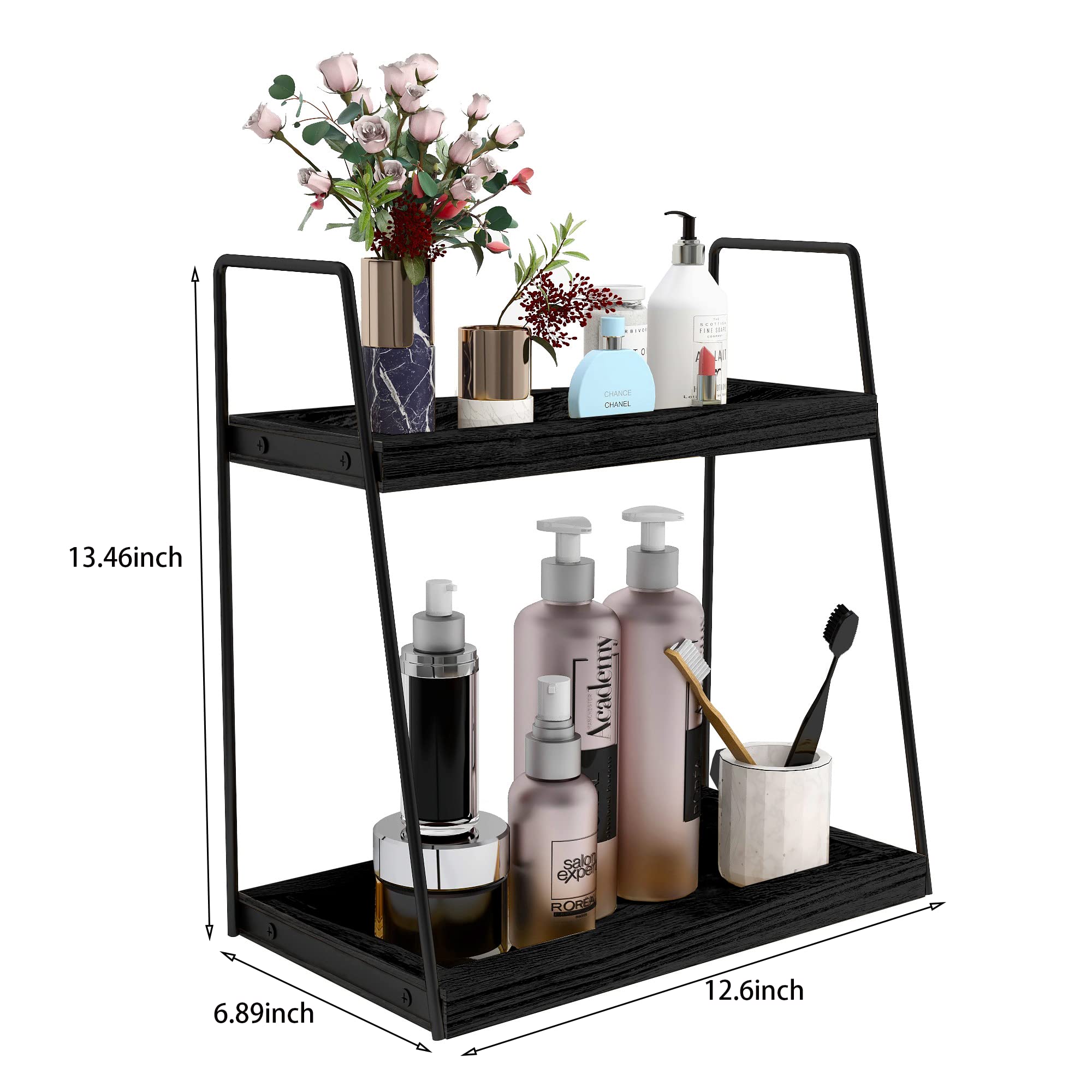 Dorhors 2 Tier Bathroom Countertop Organizer,Wood Bathroom Counter ...