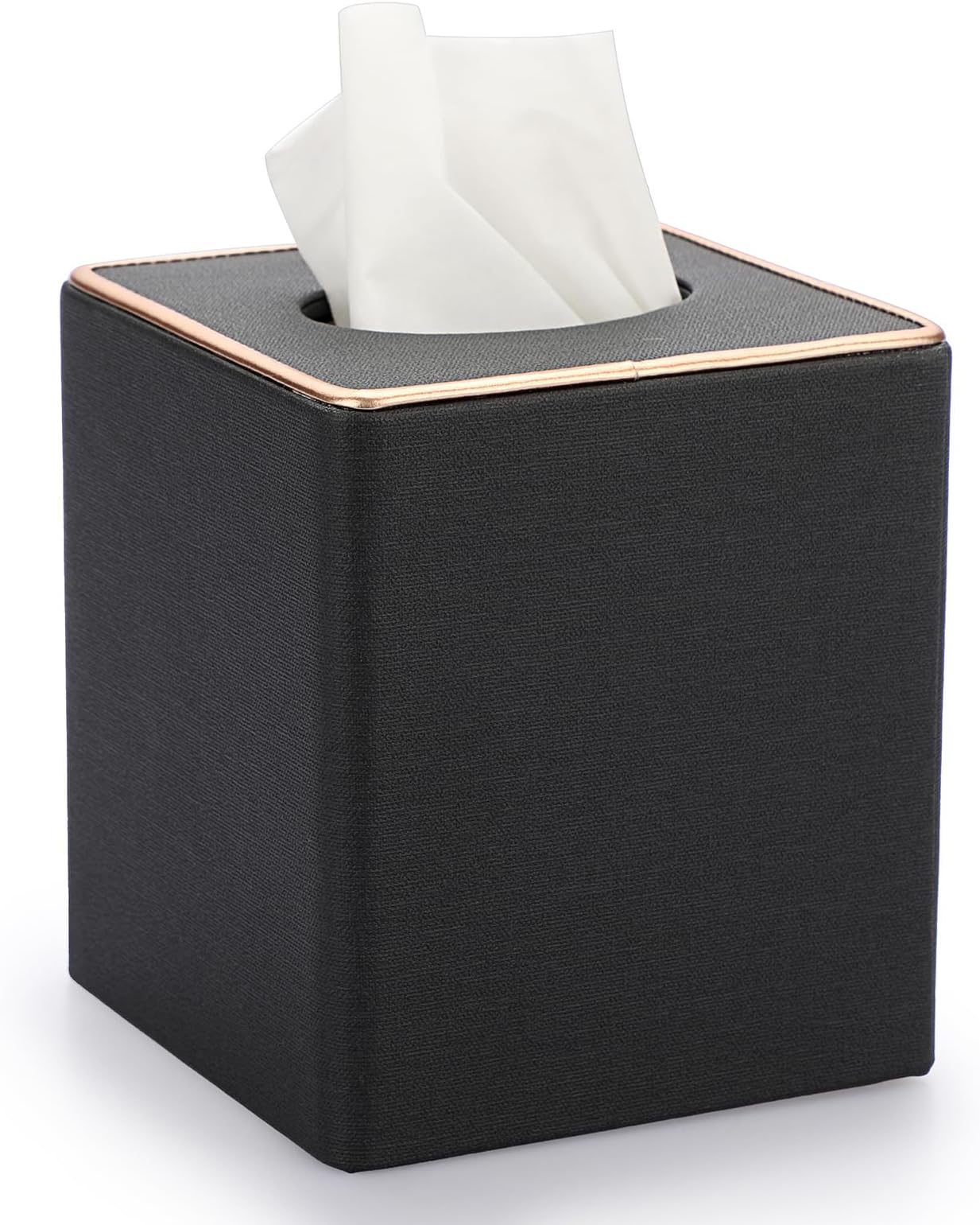 BTSKY Household Square Linen Tissue Box with Decorative Gold Line ...