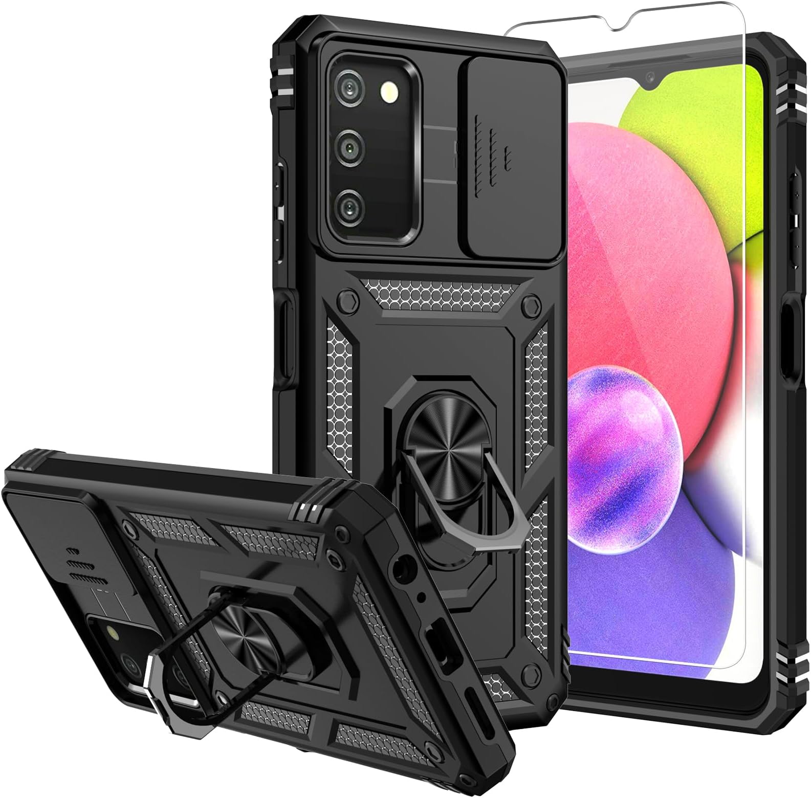 Amazon.com: SKTGSLAMY for Galaxy A03S Case,with Screen Protectors and ...
