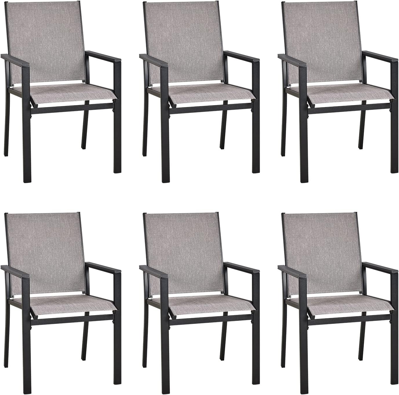 Amazon.com: HERA'S HOUSE Patio Dining Chairs Set of 6, 36" Textilene ...
