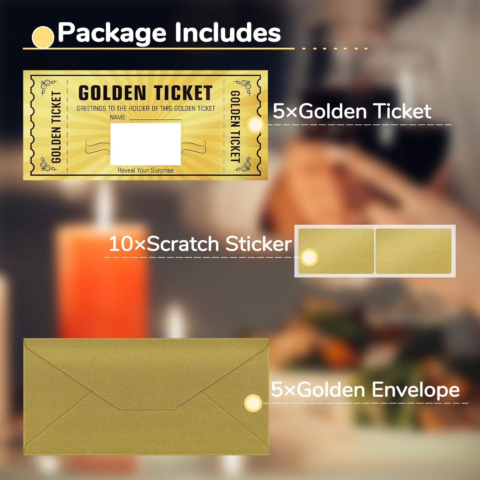 WenmthG 5 PCS Golden Ticket Scratch Card Reveal, Golden Ticket Scratch ...