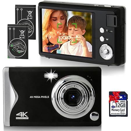 Digital Camera, FHD 4K 48MP Compact Camera with 32G SD Card, Vlogging ...