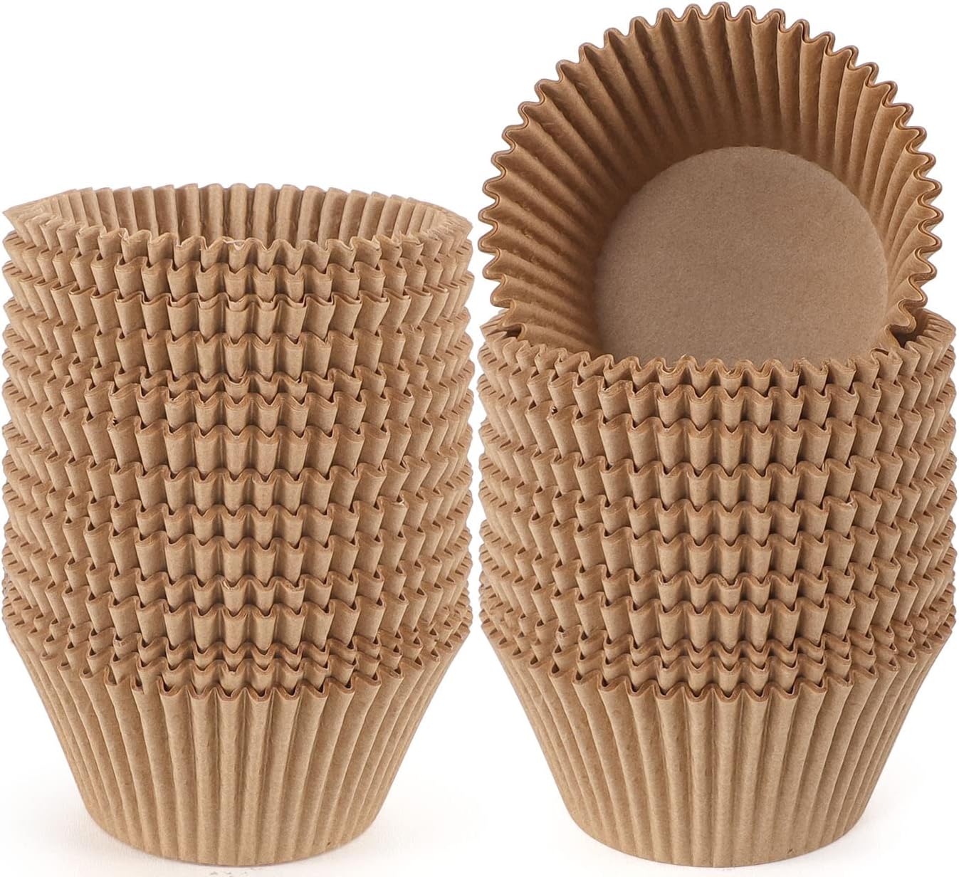 Caperci Jumbo Cupcake Liners Natural Muffin Baking Cups 300-Count, No ...