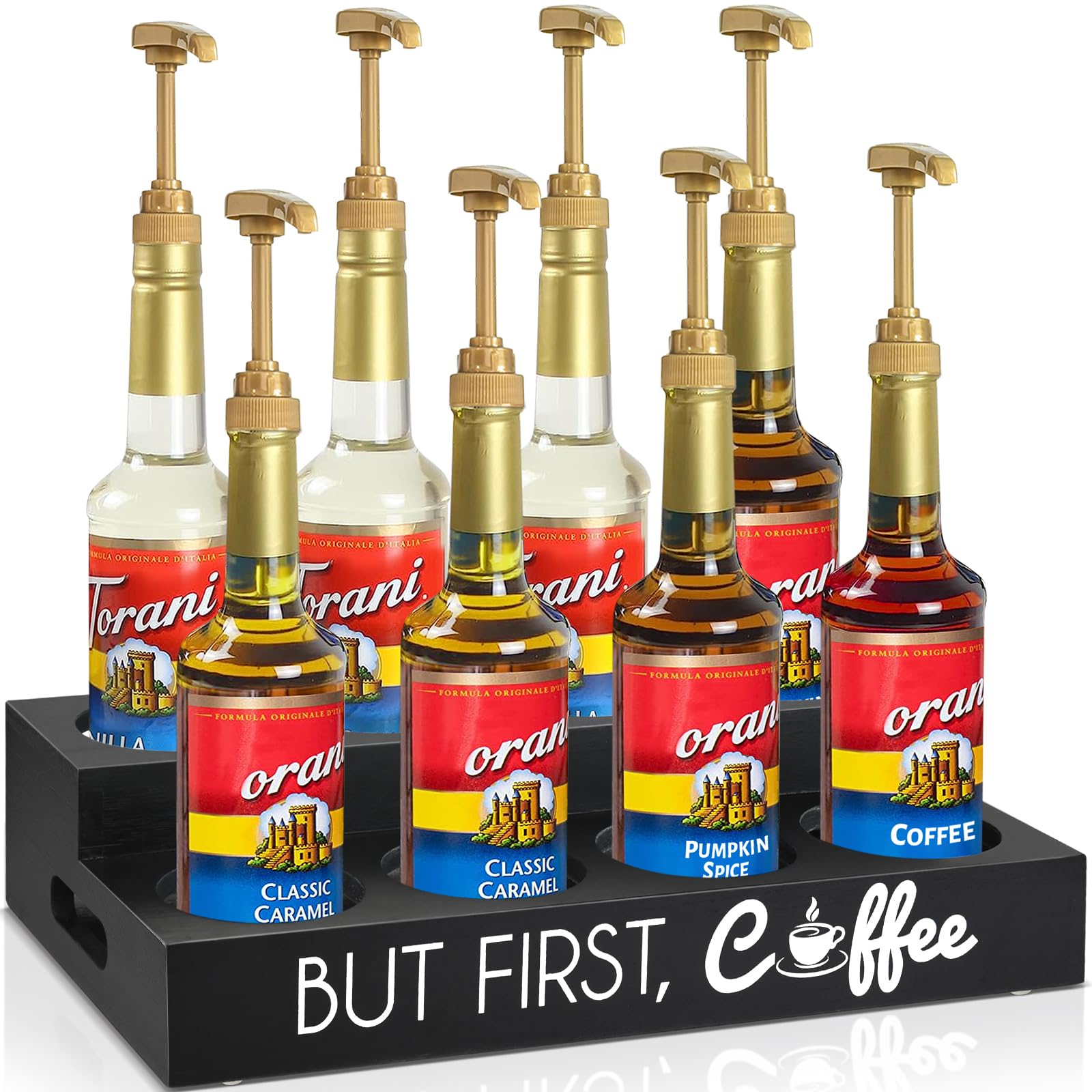 Coffee Syrup Organizer for Coffee Bar, 8 Syrup Bottles Holder for ...