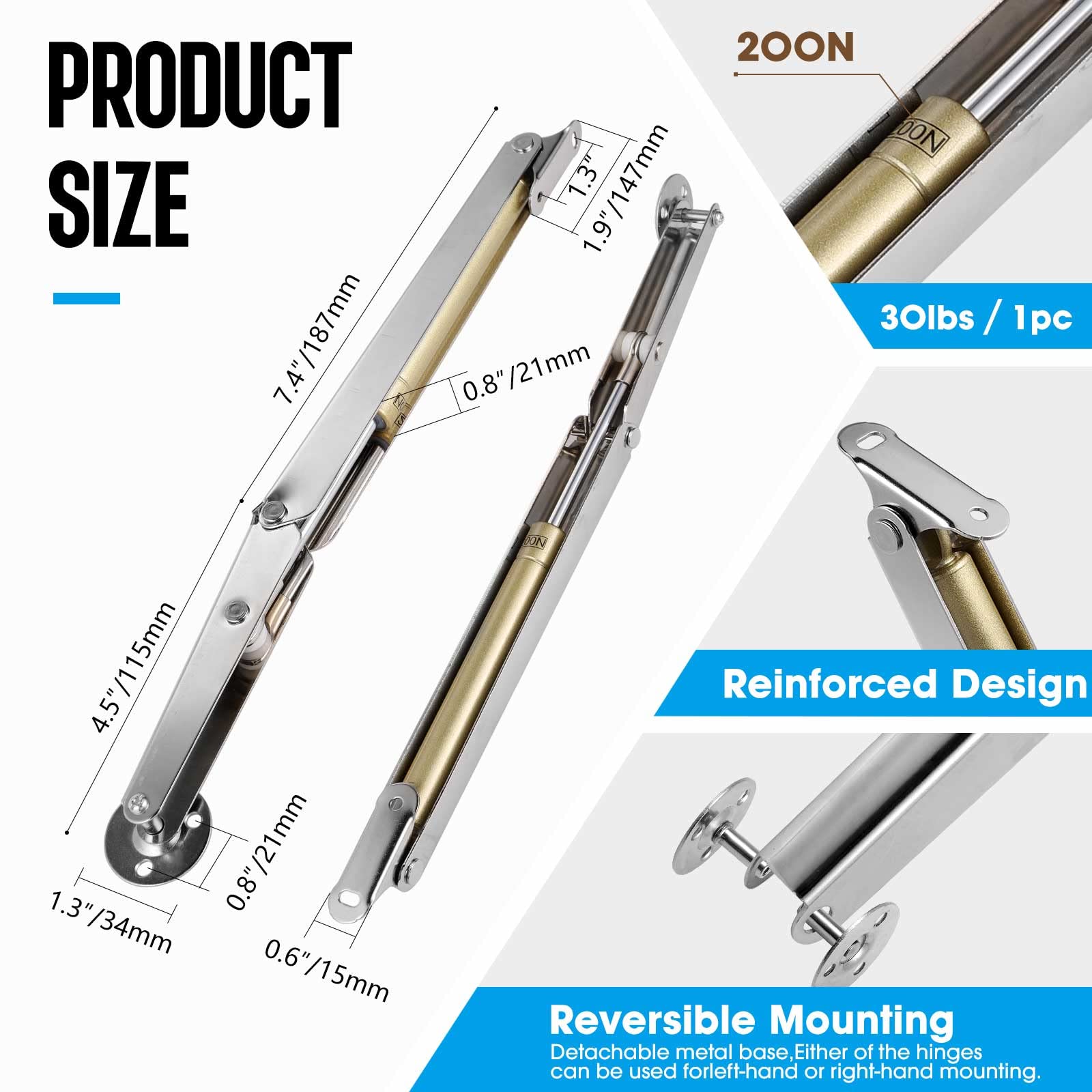 Toy Box Hinges Soft Closeï¼ŒSlow Closing lid Support Hingeï¼Œ150N/20LB ...