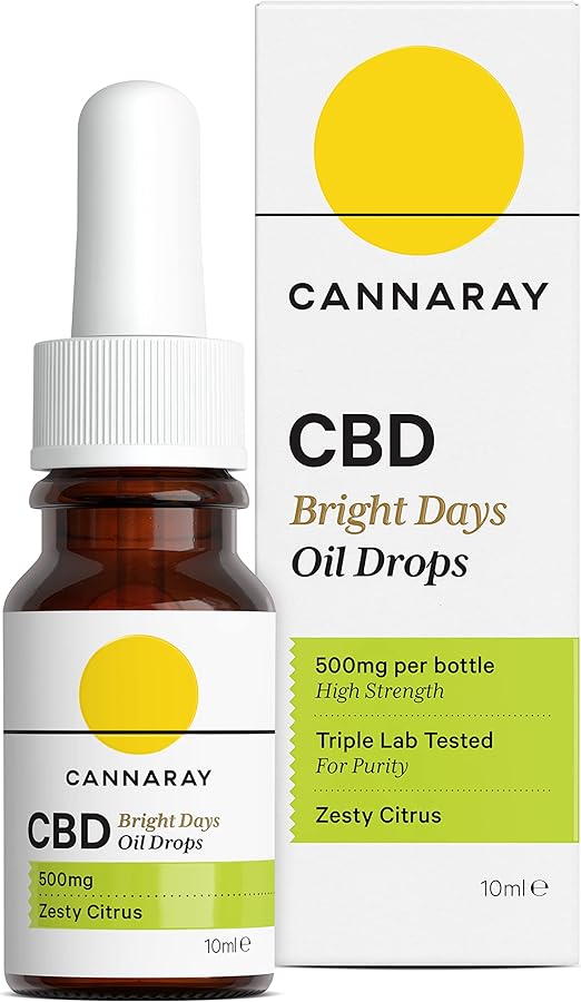 Cannaray CBD Oil Drops – Bright Days, 500mg, Zesty Citrus | High Strength CBD (10ml) Supporting ...