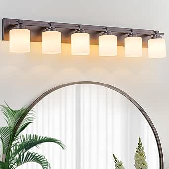BrkNit 6 Light Modern Bathroom Light Fixtures Over Mirror, Bronze ...