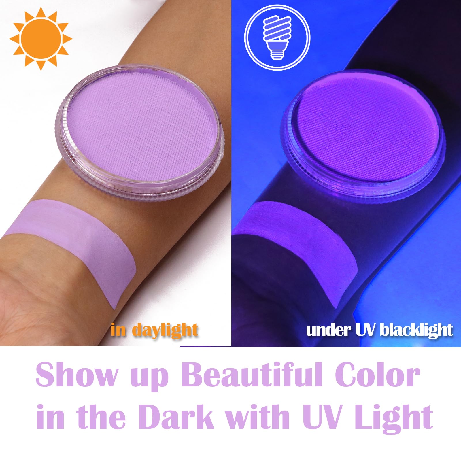 Snapklik.com : Neon Purple Face Paint,Water Activated Face Paint,Glow ...