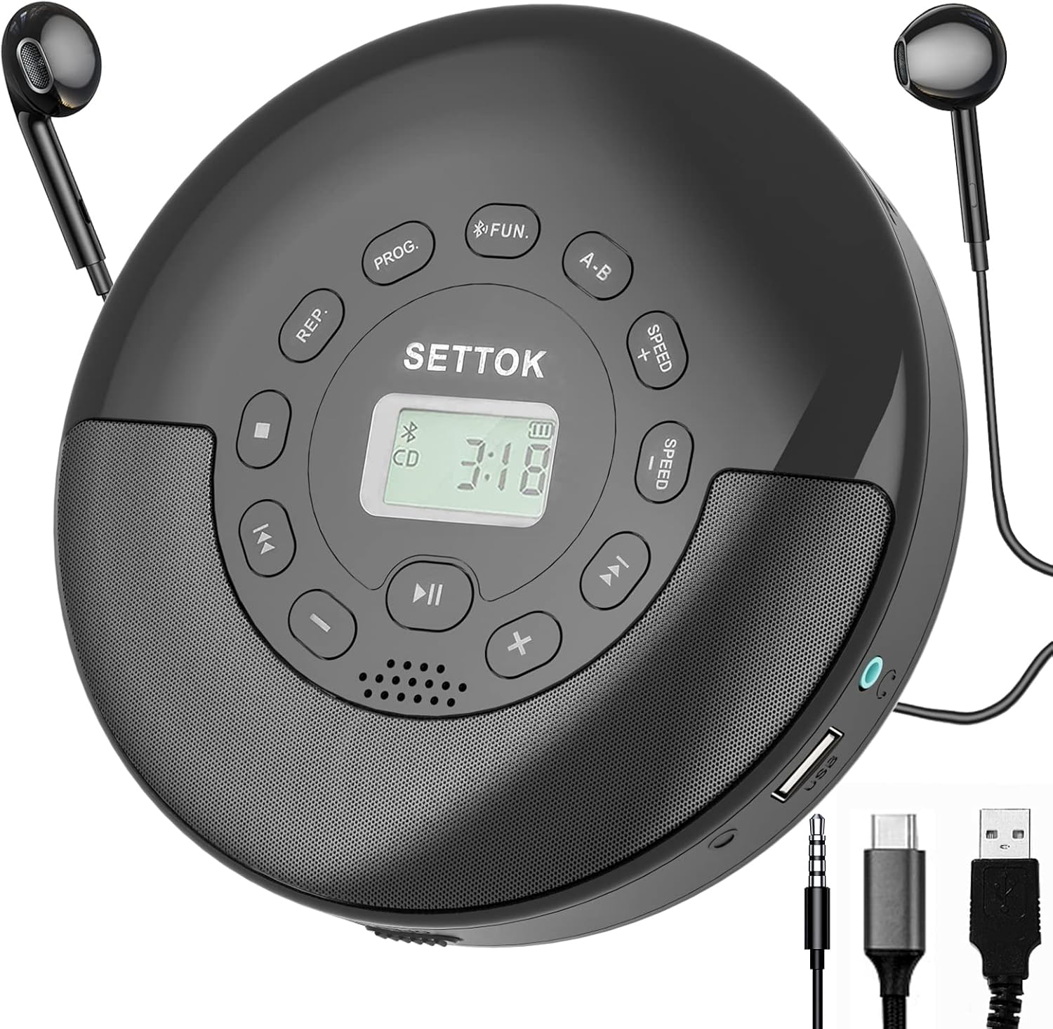 Amazon.com: CD Player Portable with Bluetooth Rechargeable CD Player ...