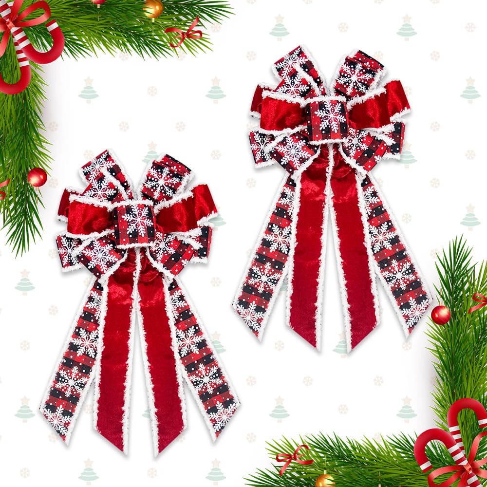 Amazon.com: Estivaux 2 Pieces Christmas Bows for Wreath, Merry ...