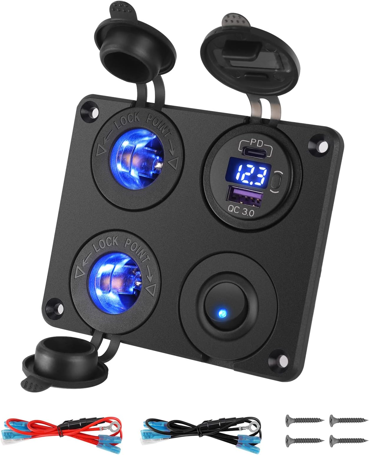 TR Turn Raise Dual USB Ladegerät Aluminium Schalter Panel, LED ...