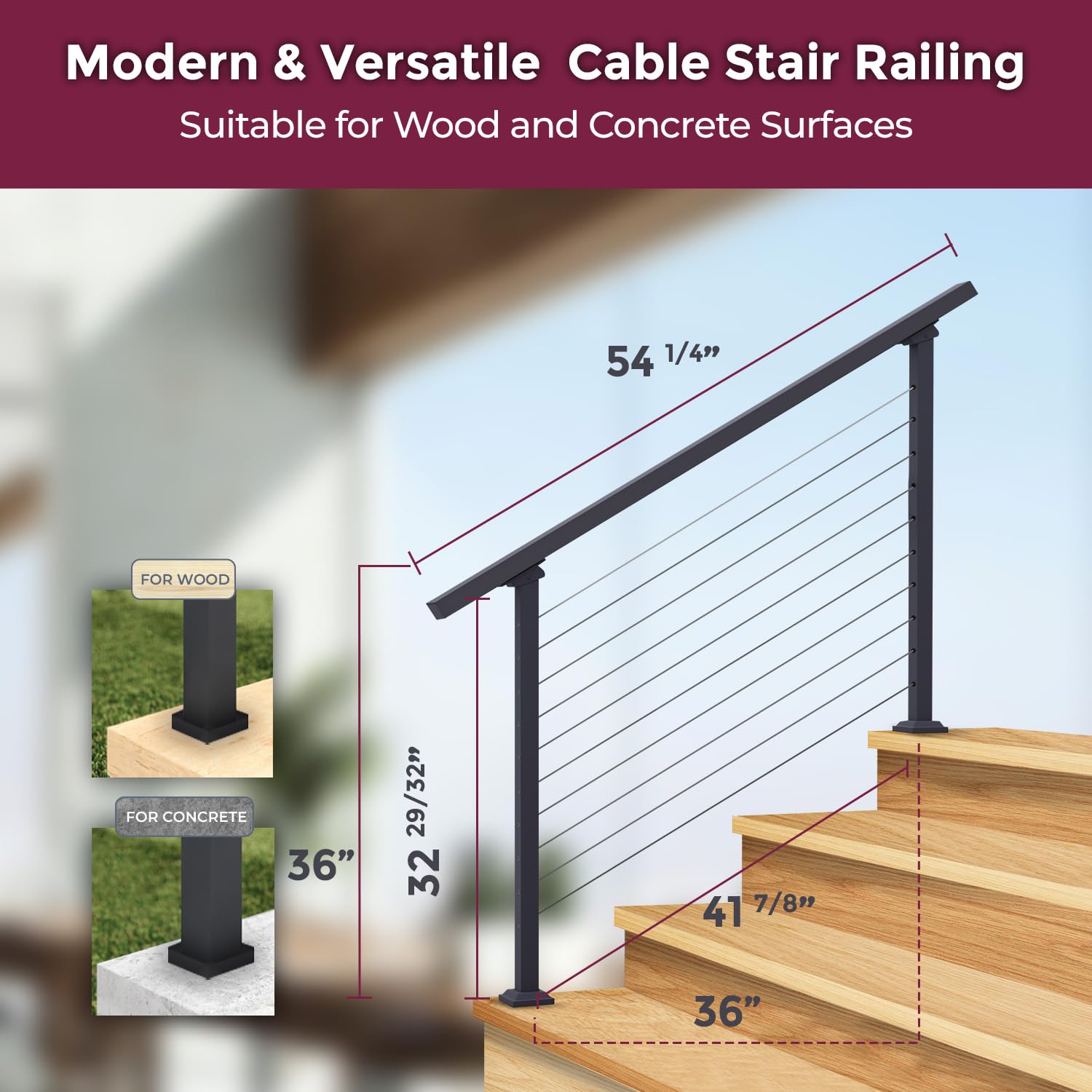 Snapklik.com : CHR CR Fence & Rail Cable Hand Rails For Outdoor Steps