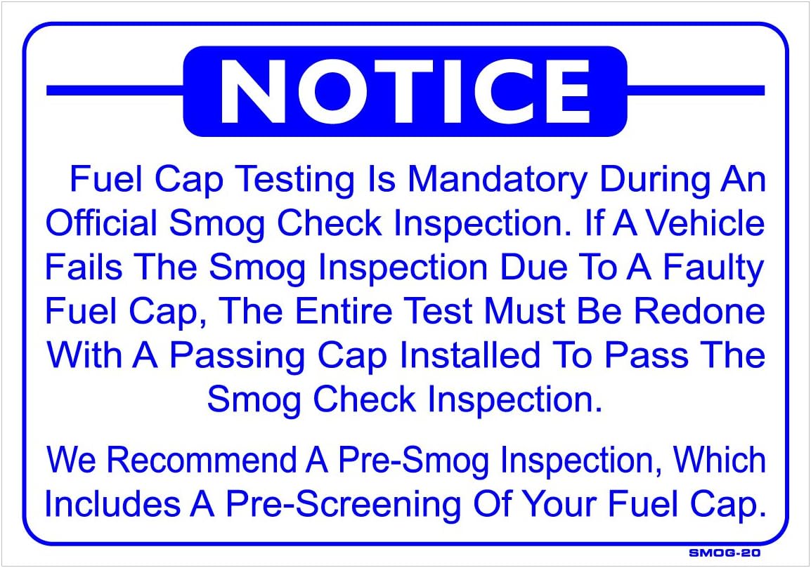 Amazon.com: NOTICE Fuel Cap Testing Is Mandatory During An Official ...