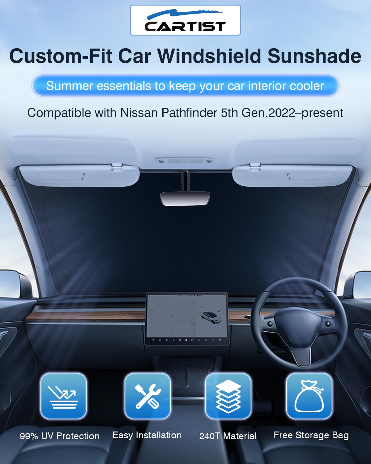 Snapklik.com : Cartist Windshield Sun Shade Custom Fit For Nissan ...