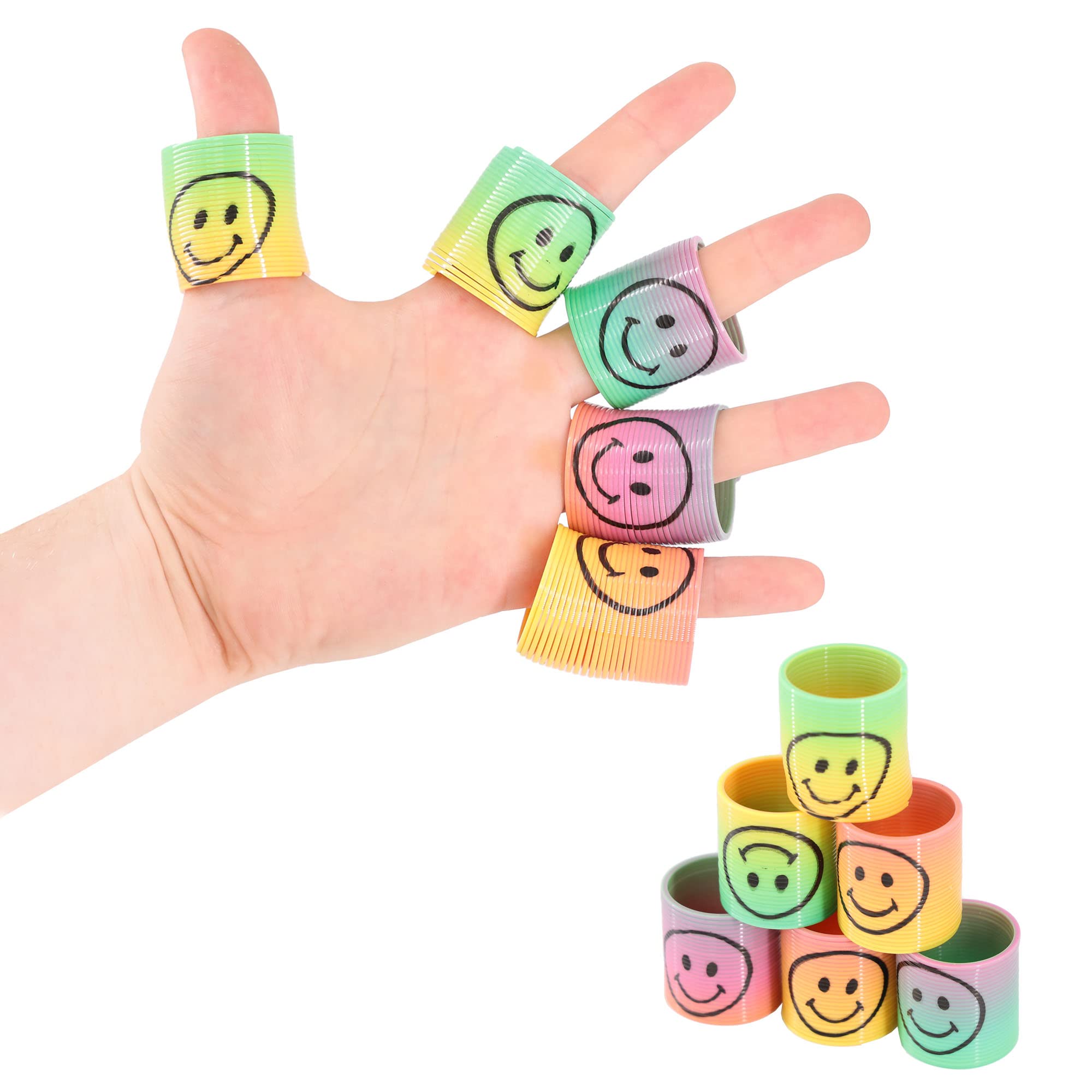 Mini Smiley Face Magic Rainbow Spring 6pcs, 3.5cm, Fun Colourful Fidget ...