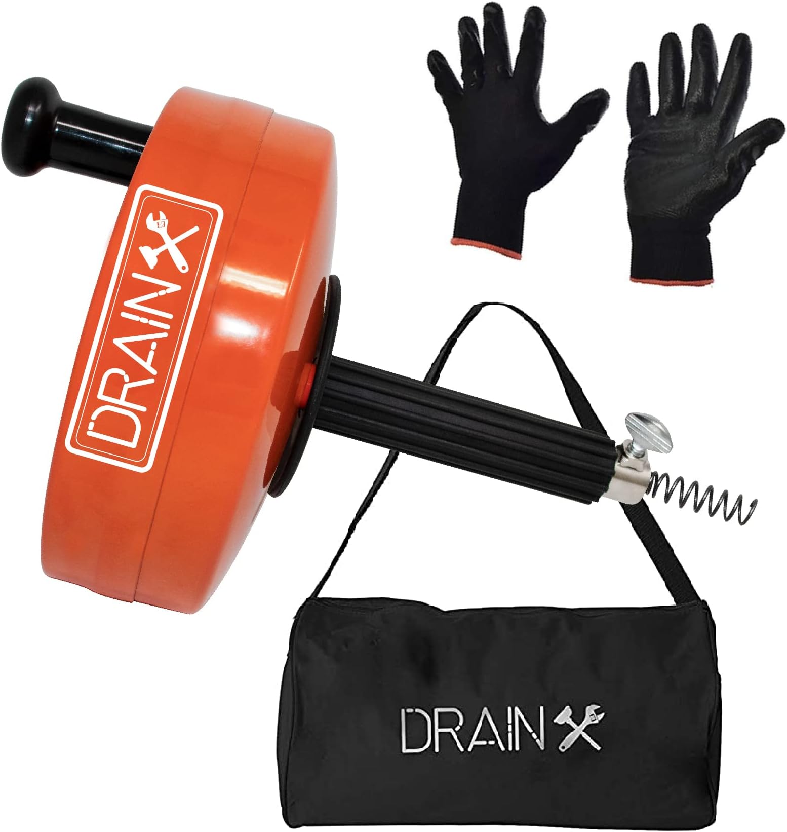 DrainX Power Pro 35-FT Steel Drum Auger Plumbing Snake with Drill ...