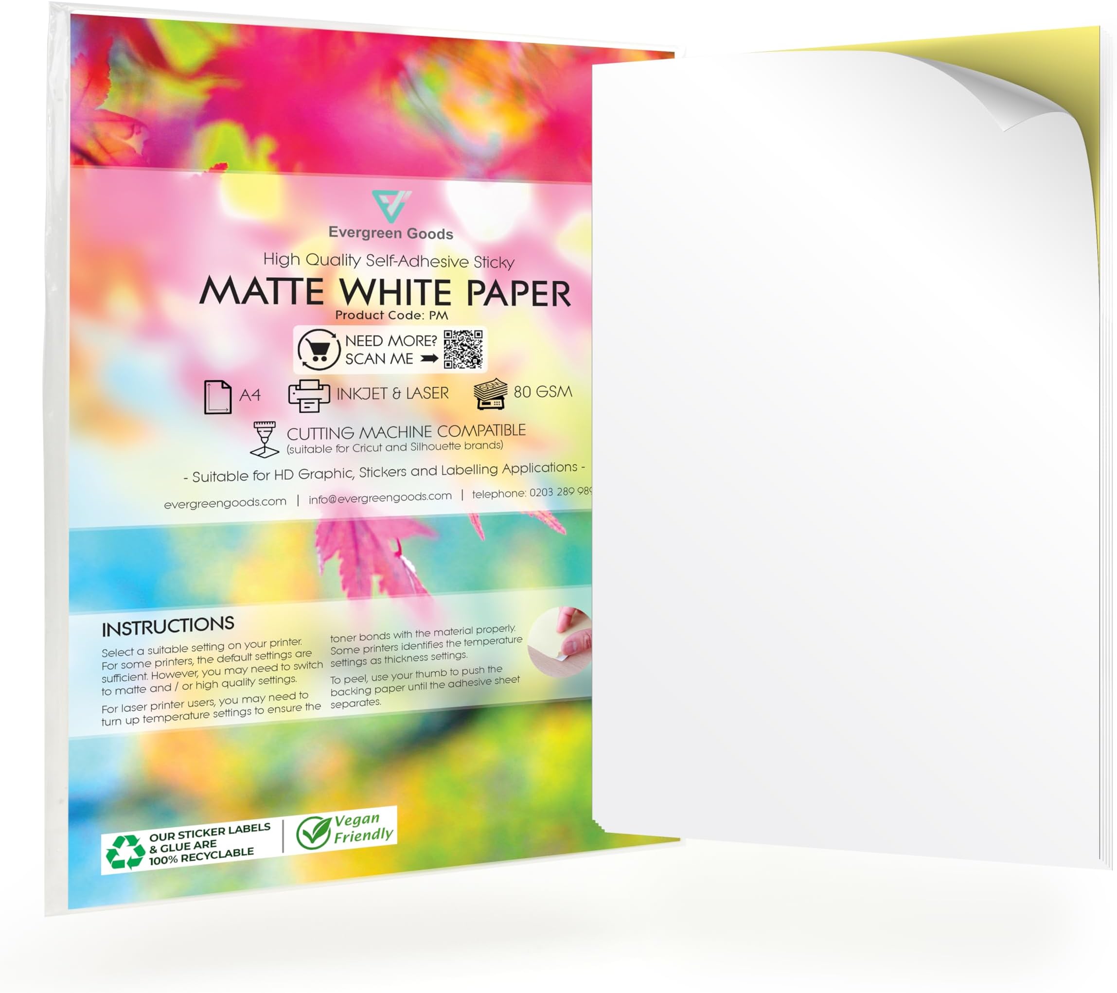 A4 Printable Vinyl Sticker Paper for Inkjet Printer -100 Sheets Make ...
