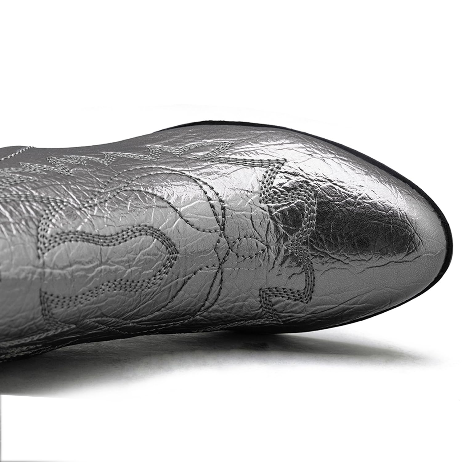 Snapklik.com : Womens Metallic Silver Cowboy Boots Western Style Short ...