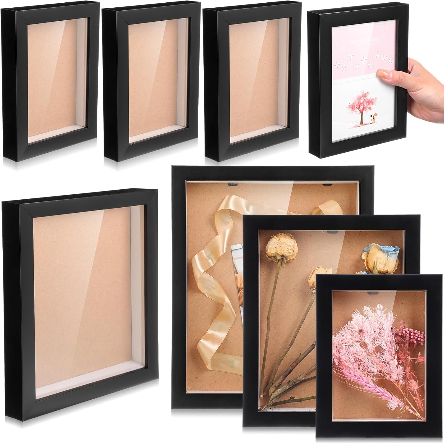 Amazon.com: Suzile 7 Pcs Shadow Box Frame Black Wood Small Shadow Box Shadow Boxes Display Cases ...