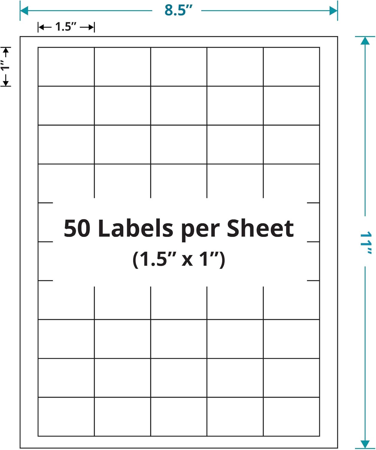 Amazon.com: 50 Labels per Sheet 1-1/2" x 1" - 50 Per Page 1,250 Labels ...