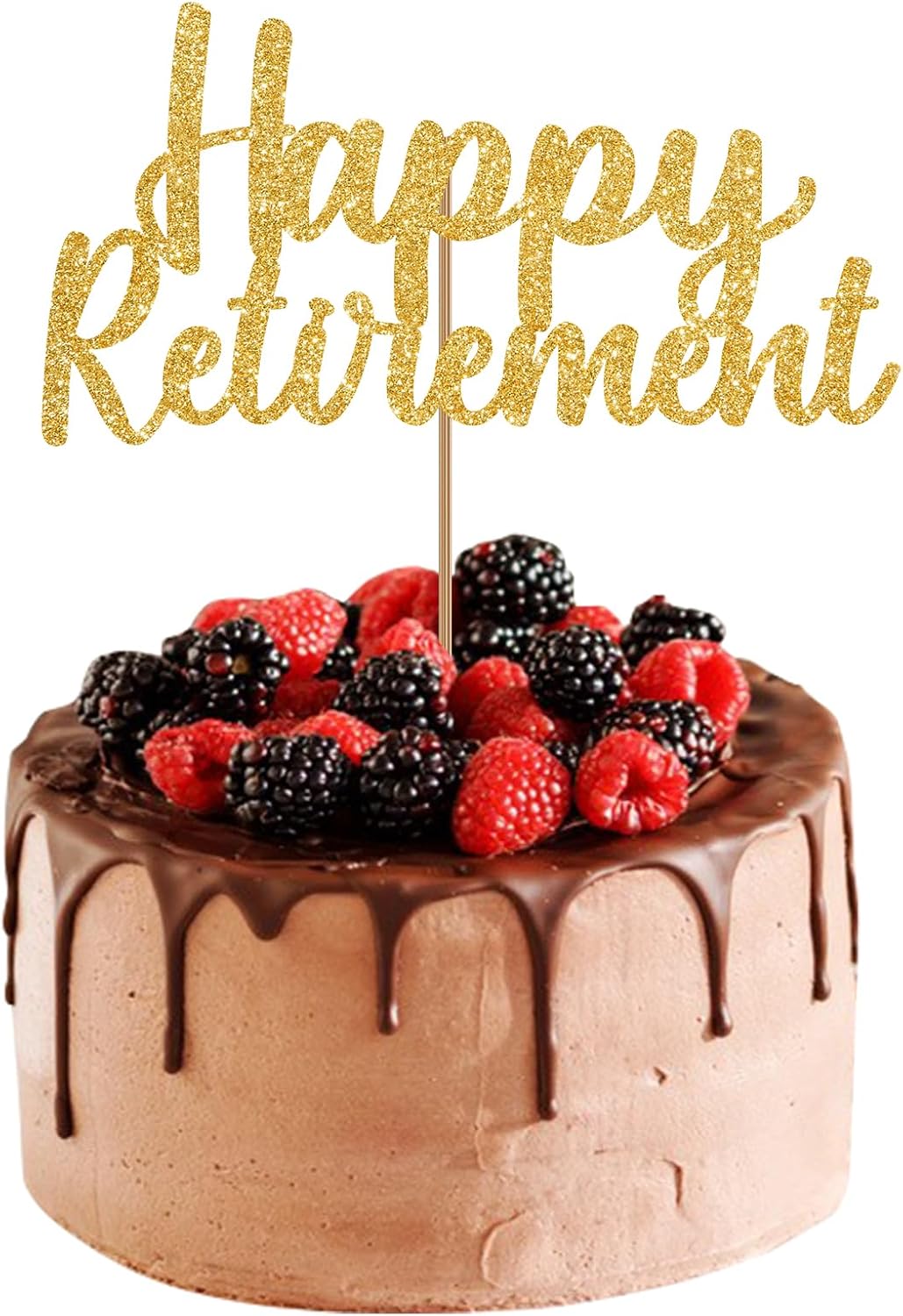 Amazon.com: Happy Retirement Cake Topper Gold Glitter Retired Cake ...