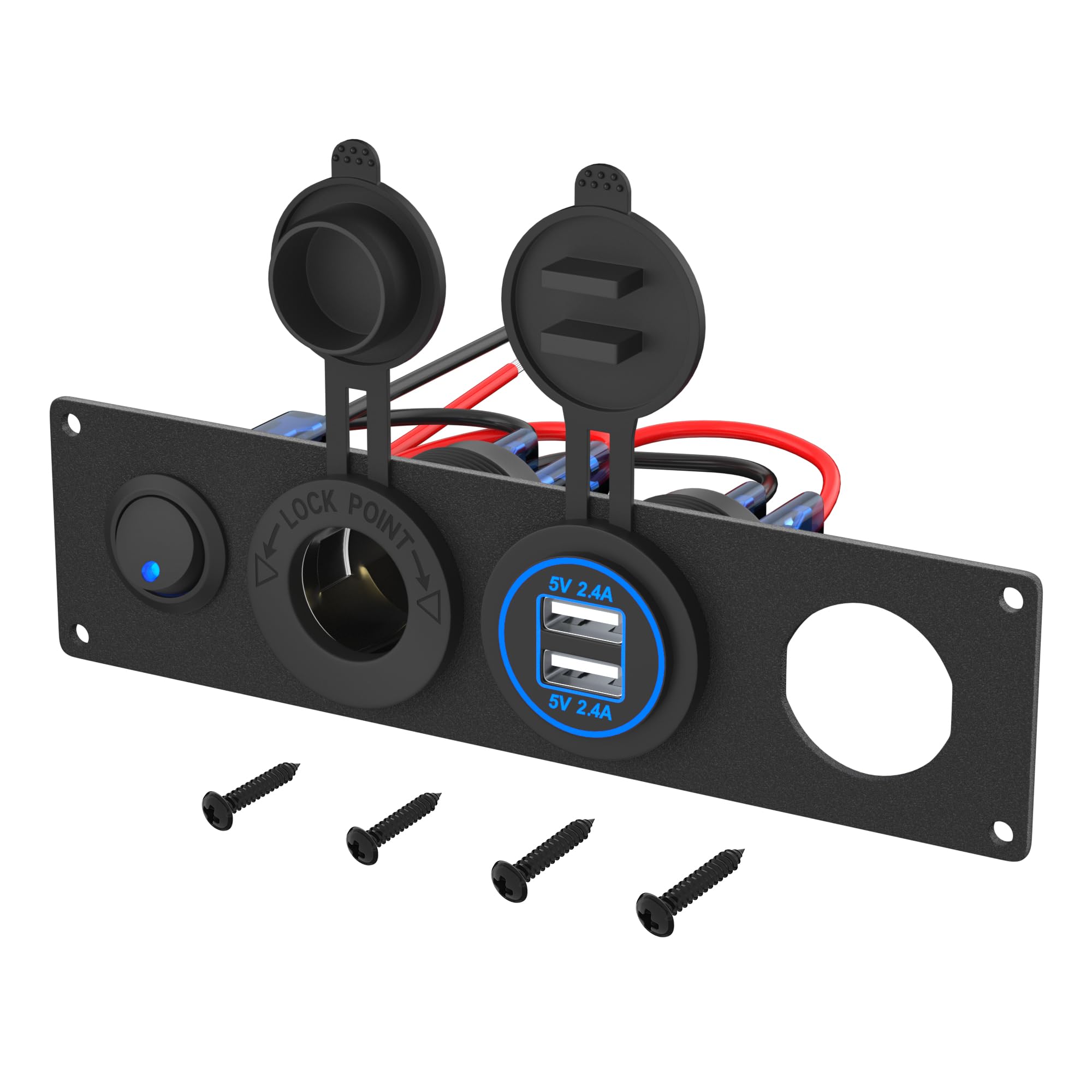 Snapklik.com : 12V USB Outlet Socket Panel 12V DC 48A Dual USB Power ...