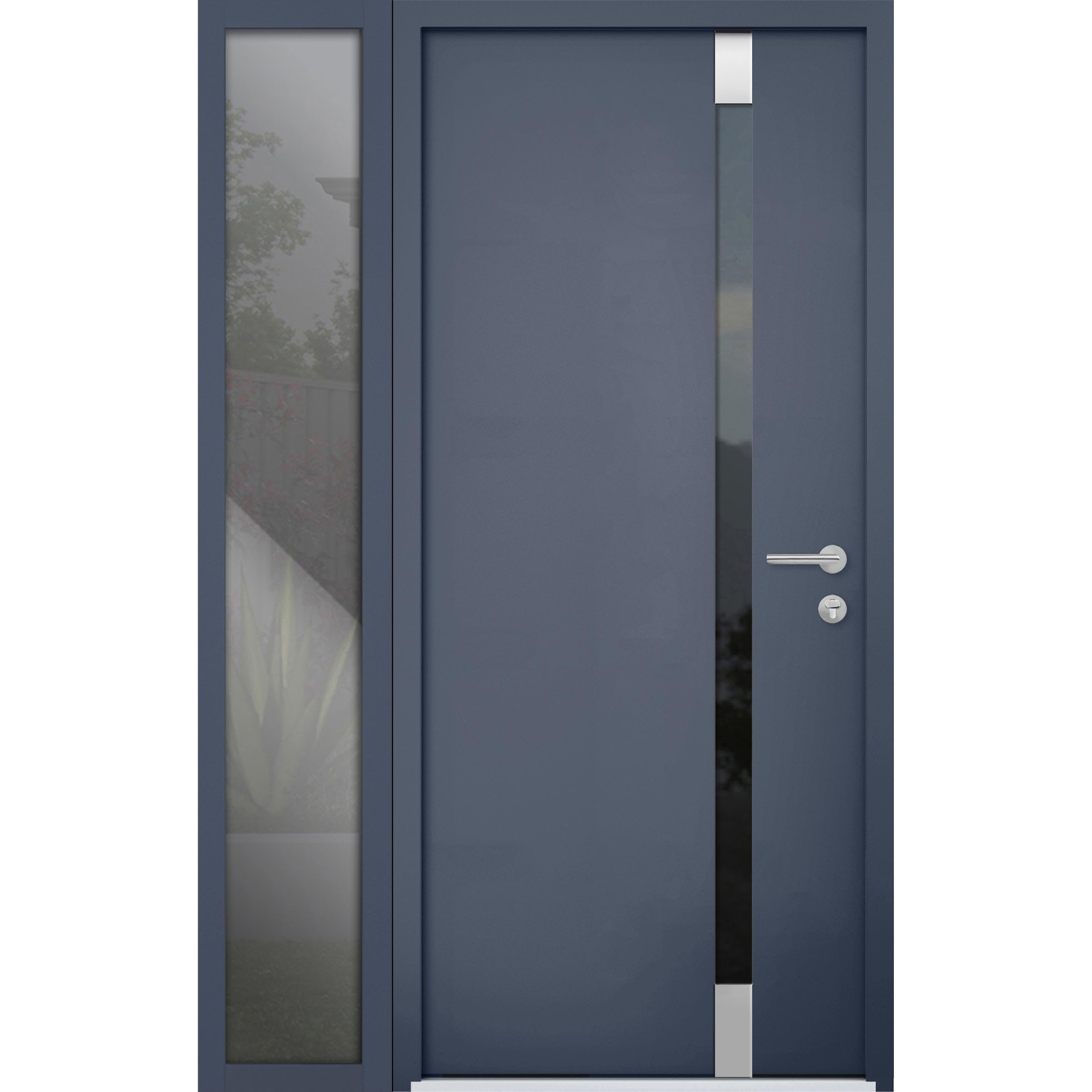 Front Exterior Prehung Steel Door/Cynex 6777 Grey/Side Exterior Window ...
