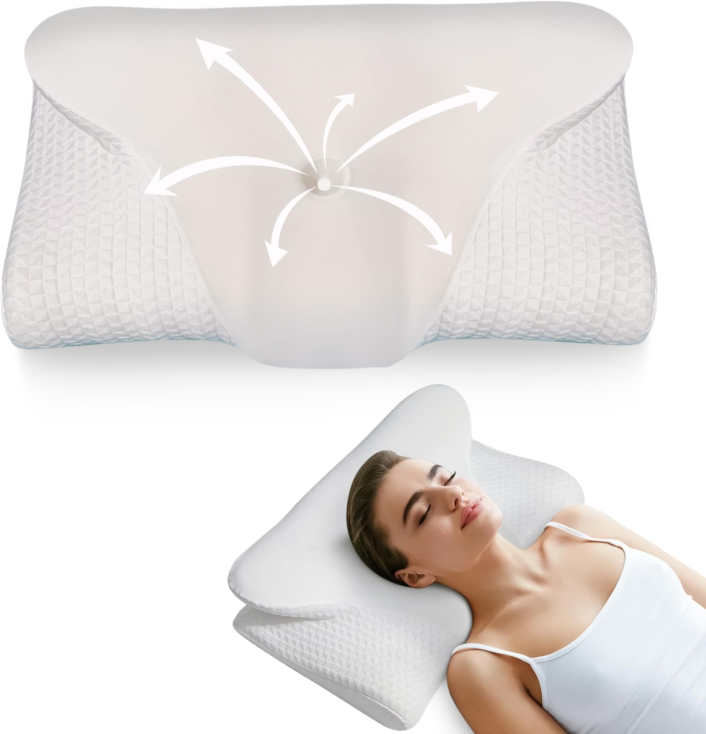 Amazon.com: Cervical Neck Pillow for Sleeping – Memory Foam Cervical Pillow for Neck Pain Relief ...