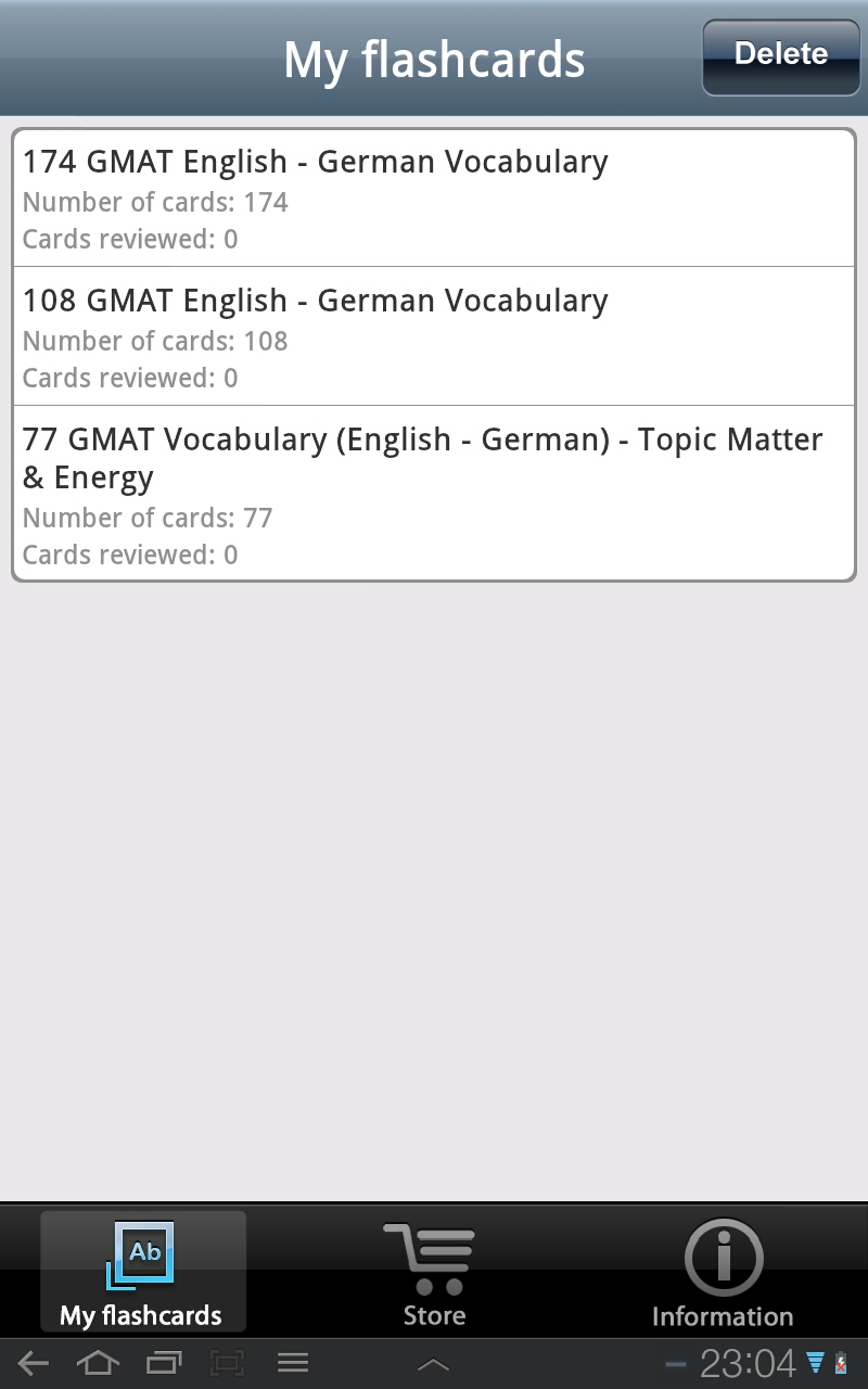 GMAT Flashcards - German - App on Amazon Appstore