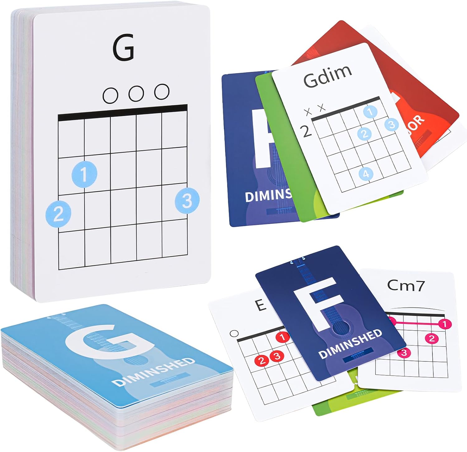 Amazon.com: Guitar Chords Flash Cards, 56 Chord Cards, Guitar Notes ...