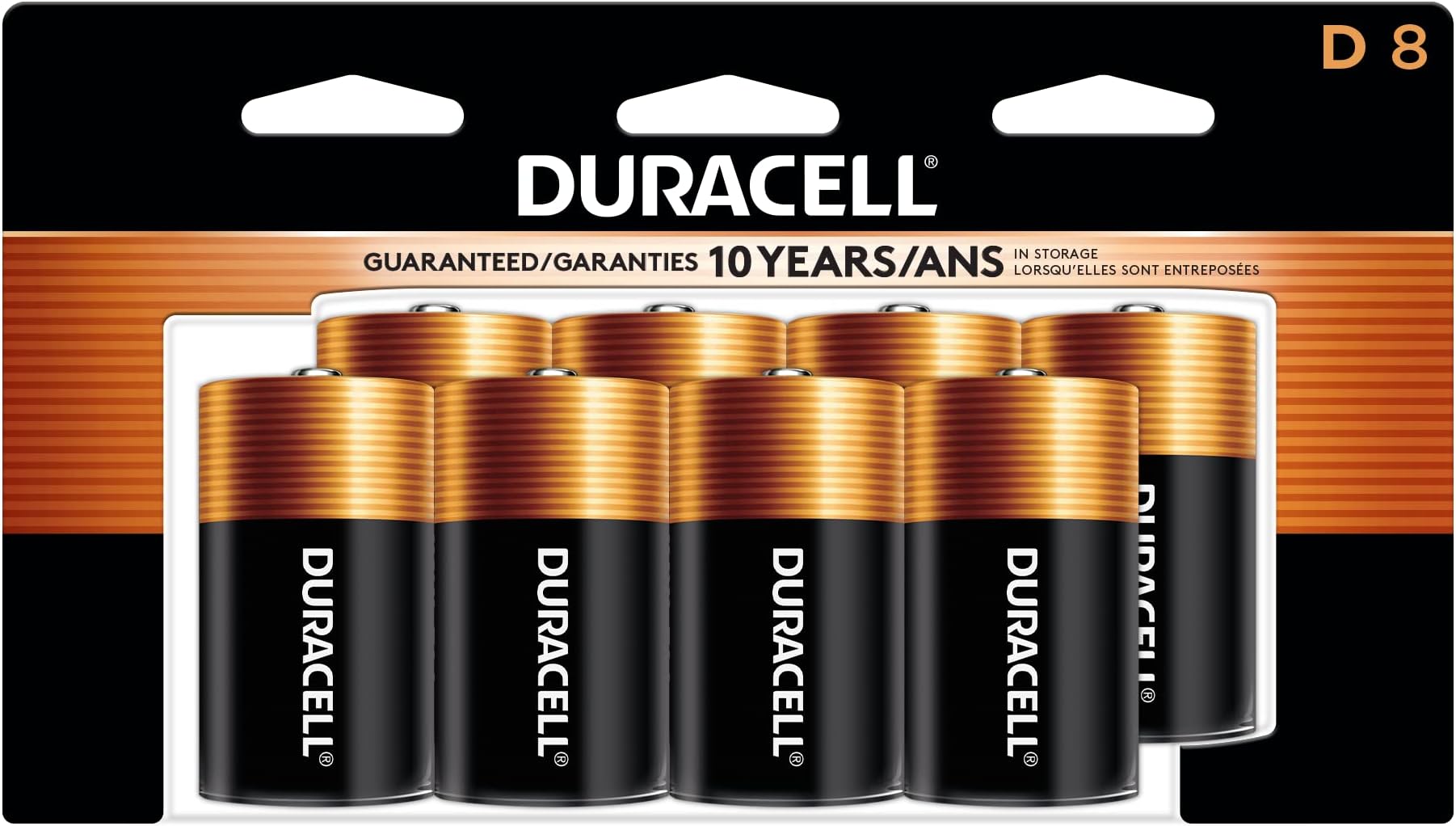 Amazon.com: Duracell Coppertop D Batteries, 8 Count Pack, D Battery ...