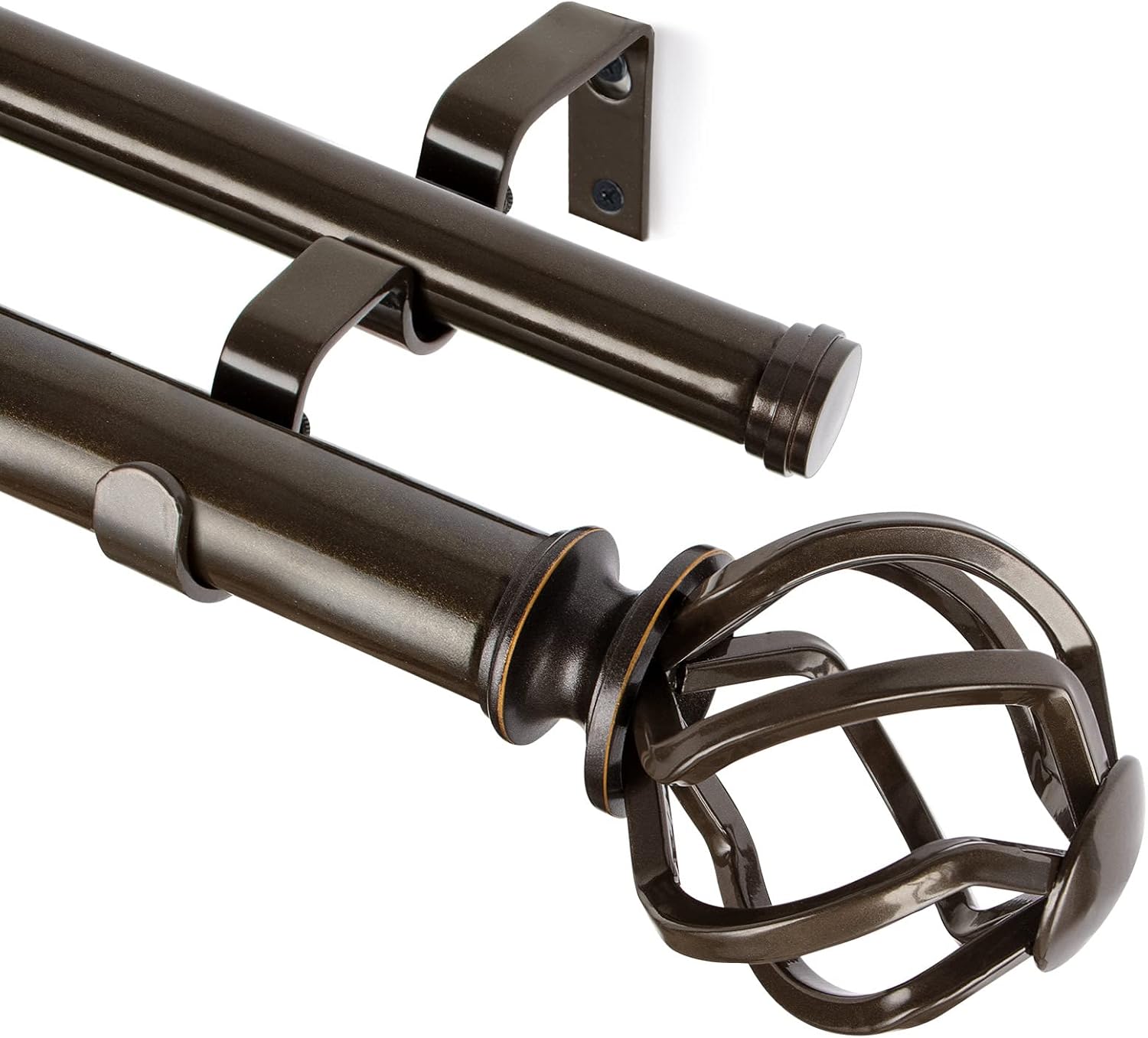 Buy KAMANINA 1 Inch Double Curtain Rods 72 to 144 Inches (6-12 Feet ...