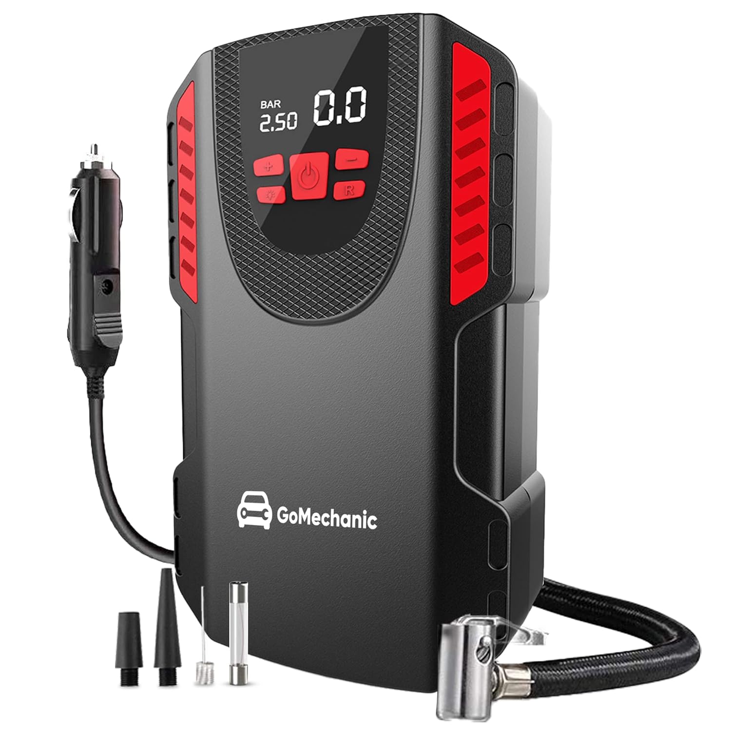 GoMechanic Premium Heavy-Duty Gusto T1 Digital Car Tyre Inflator - 150 ...