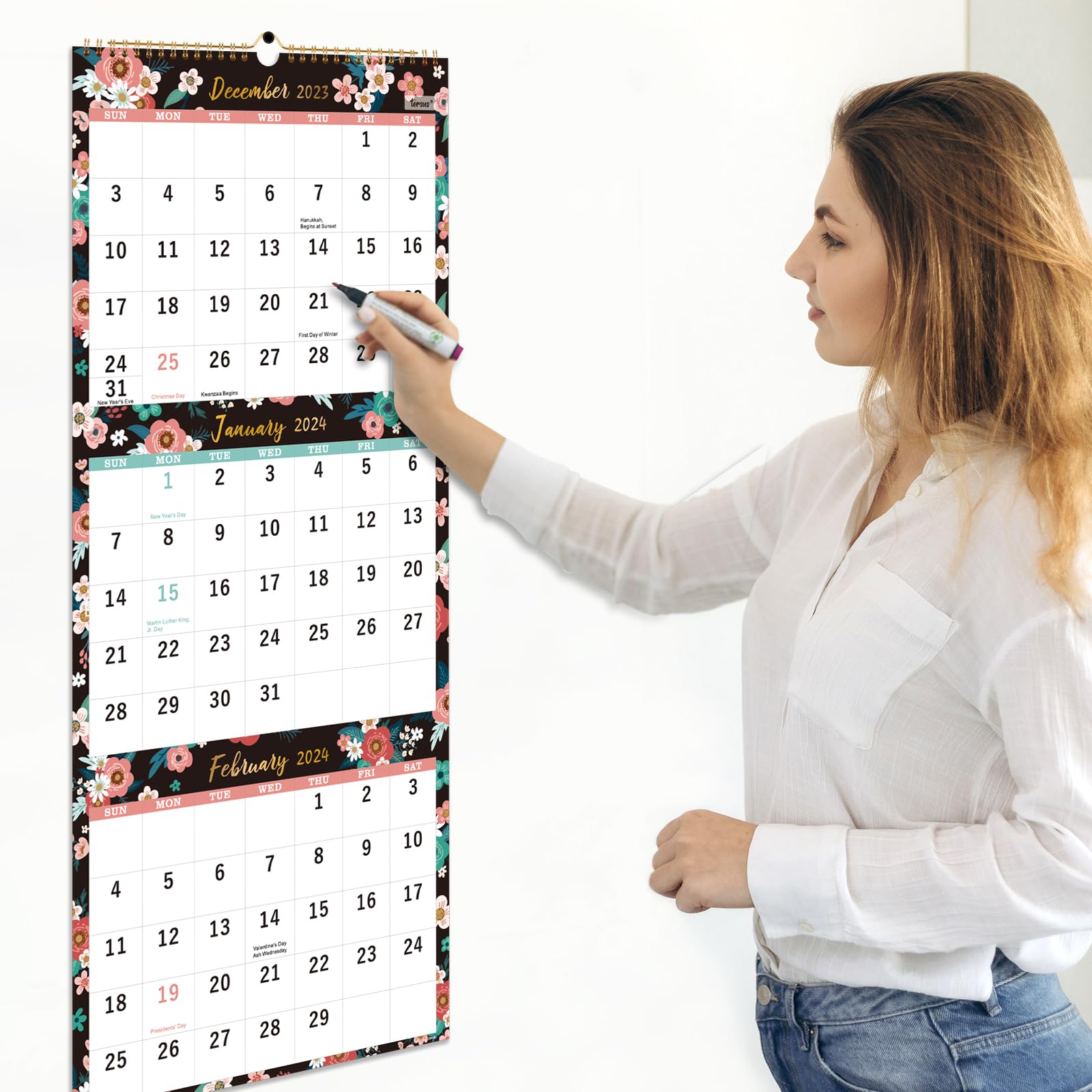 Snapklik.com : 2024 Wall Calendar - 3-Month Display Vertical Calendar