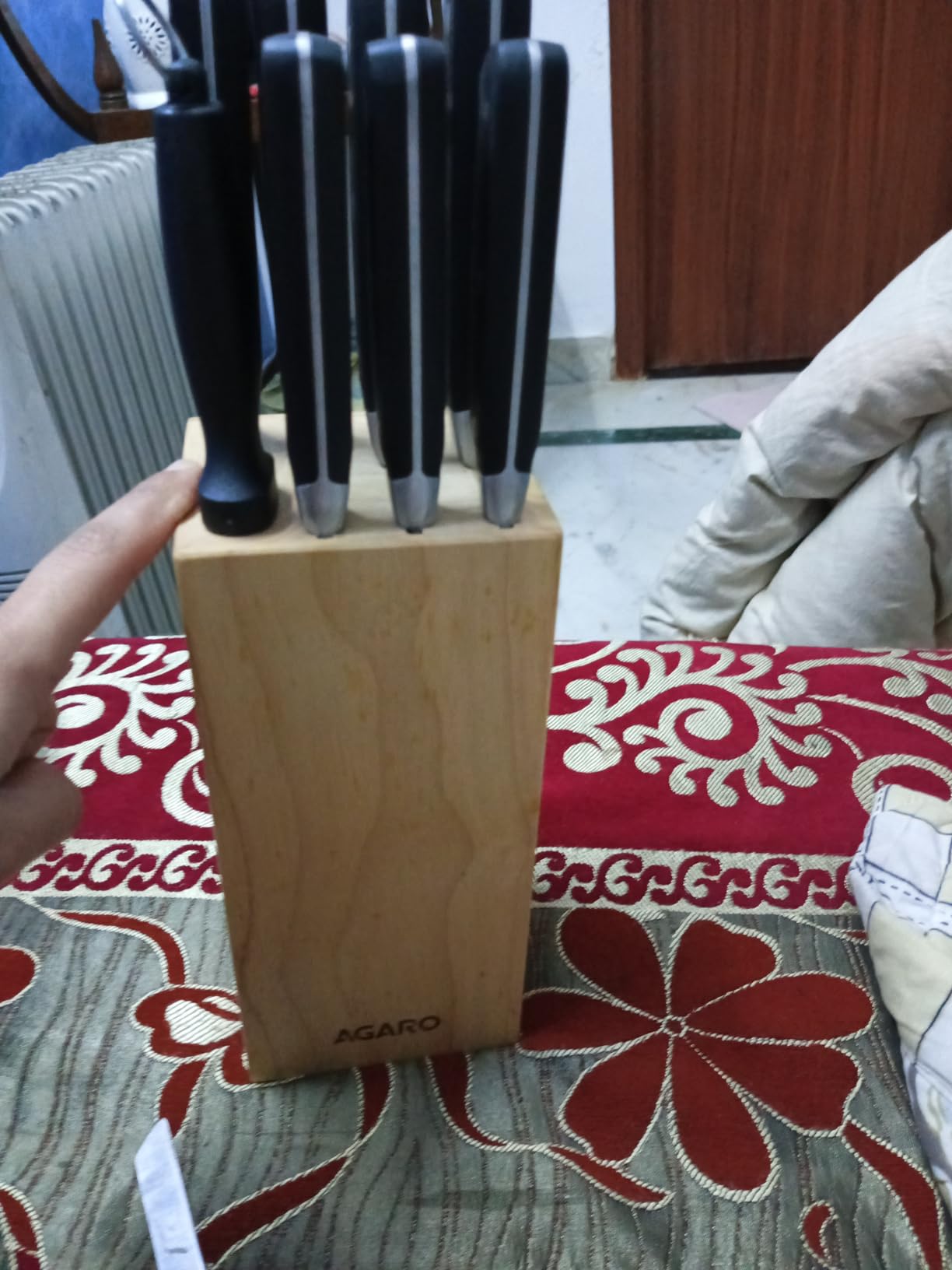 AGARO Galaxy 9 Pcs Kitchen Knife Set with Wooden Case, 7 Knives, 1 ...