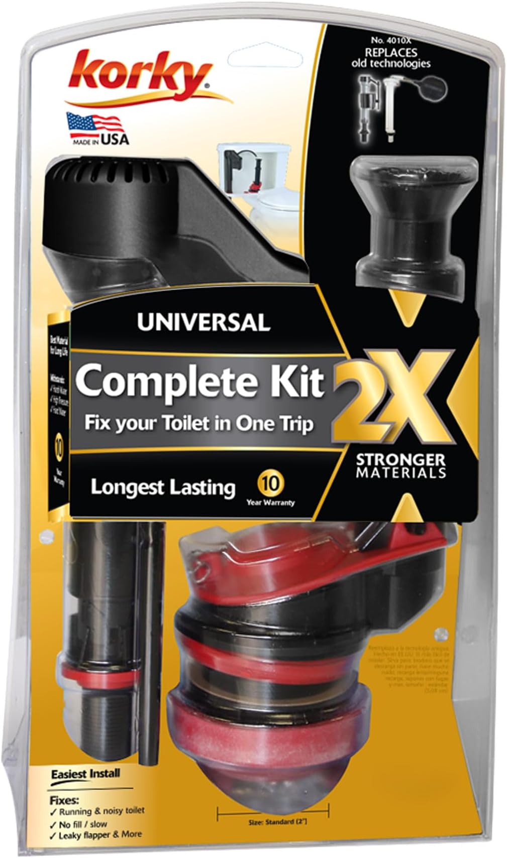 Korky 4010XP 2X Long-Life Standard 2-inch Complete Toilet Repair Kit ...