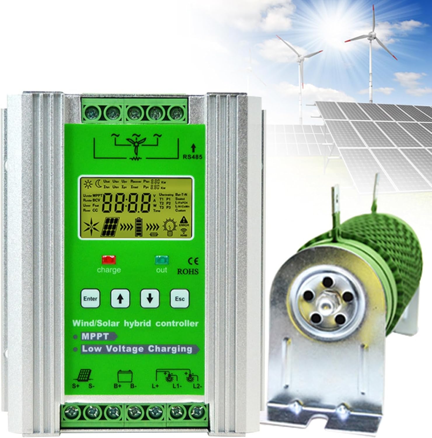 Amazon.com : Wind Solar Hybrid Charge Controller 3000W-10000W, 12V/24V ...