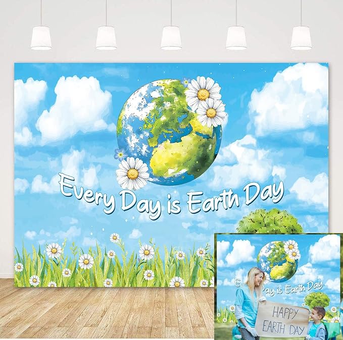Amazon.com : Earth Day Backdrop Environmental Background Every Day is ...
