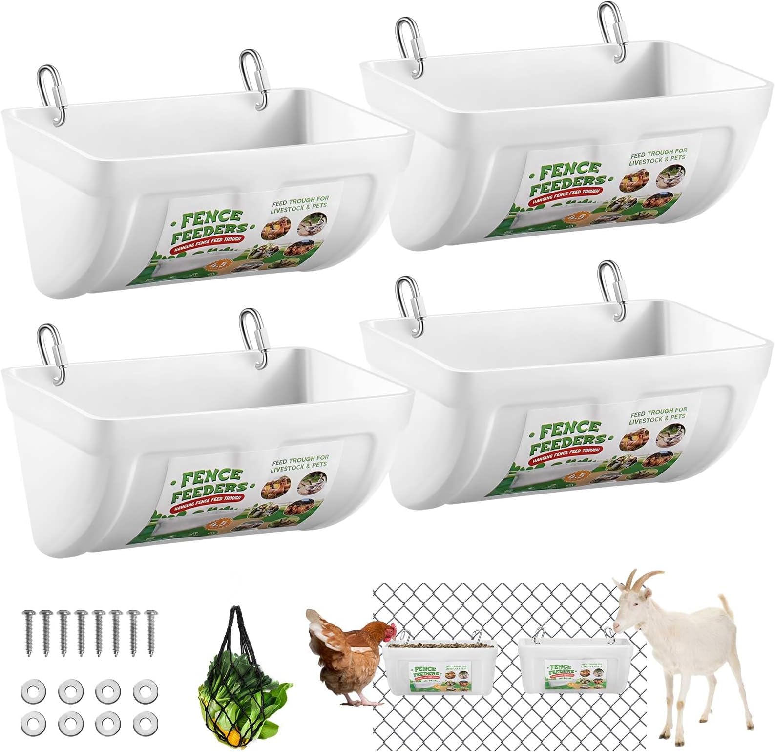 Amazon.com : HaoZer 2 packschicken Feeder, Goat Feeding Trough with ...