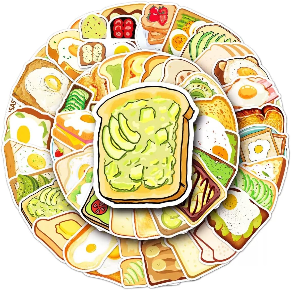 Amazon.com: Bread Stickers 61pcs Cartoon Cute Food Decals Aesthetic ...