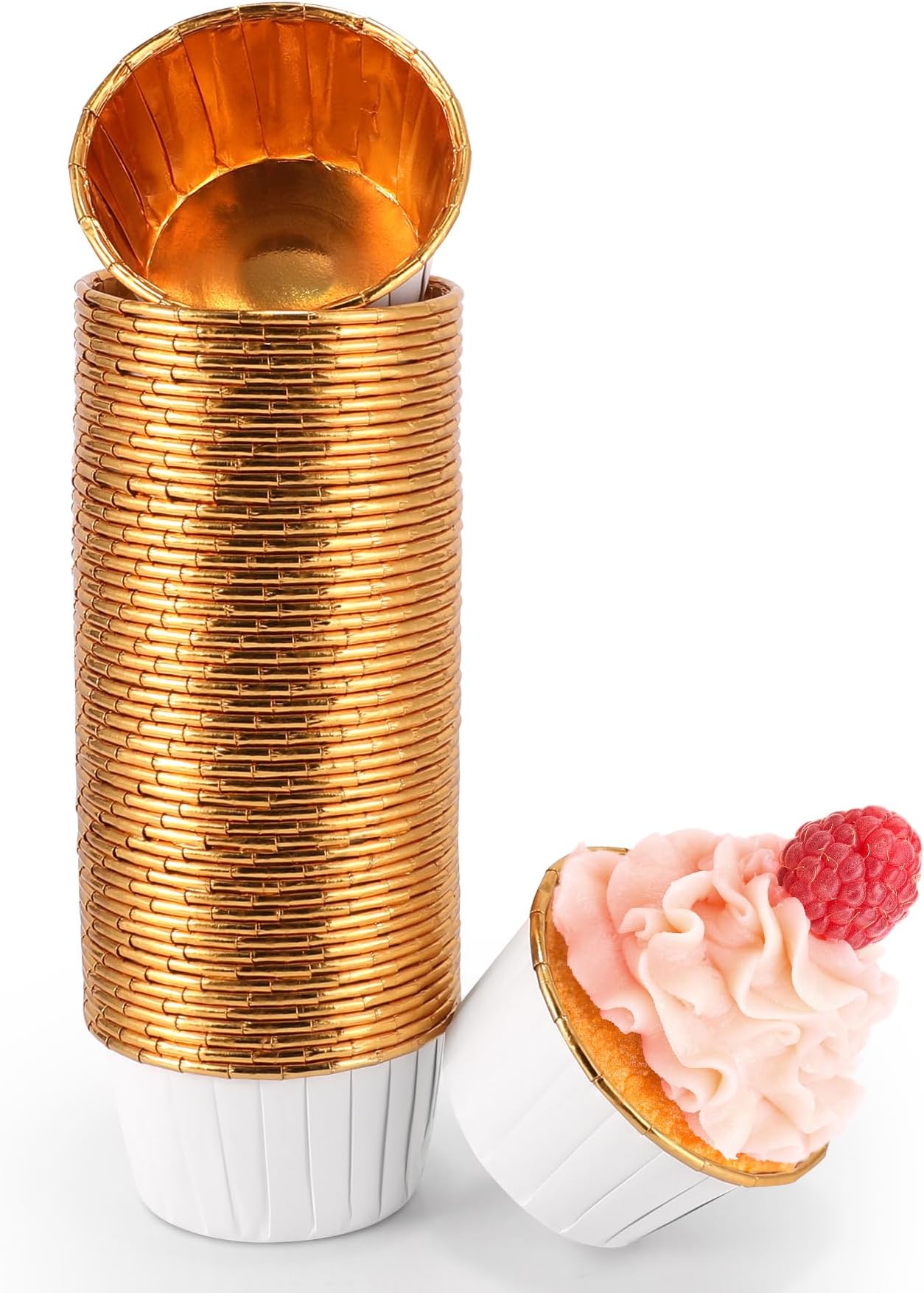 Amazon.com: Gold Foil Metallic Paper Baking Cups Muffin Cups Cupcake ...