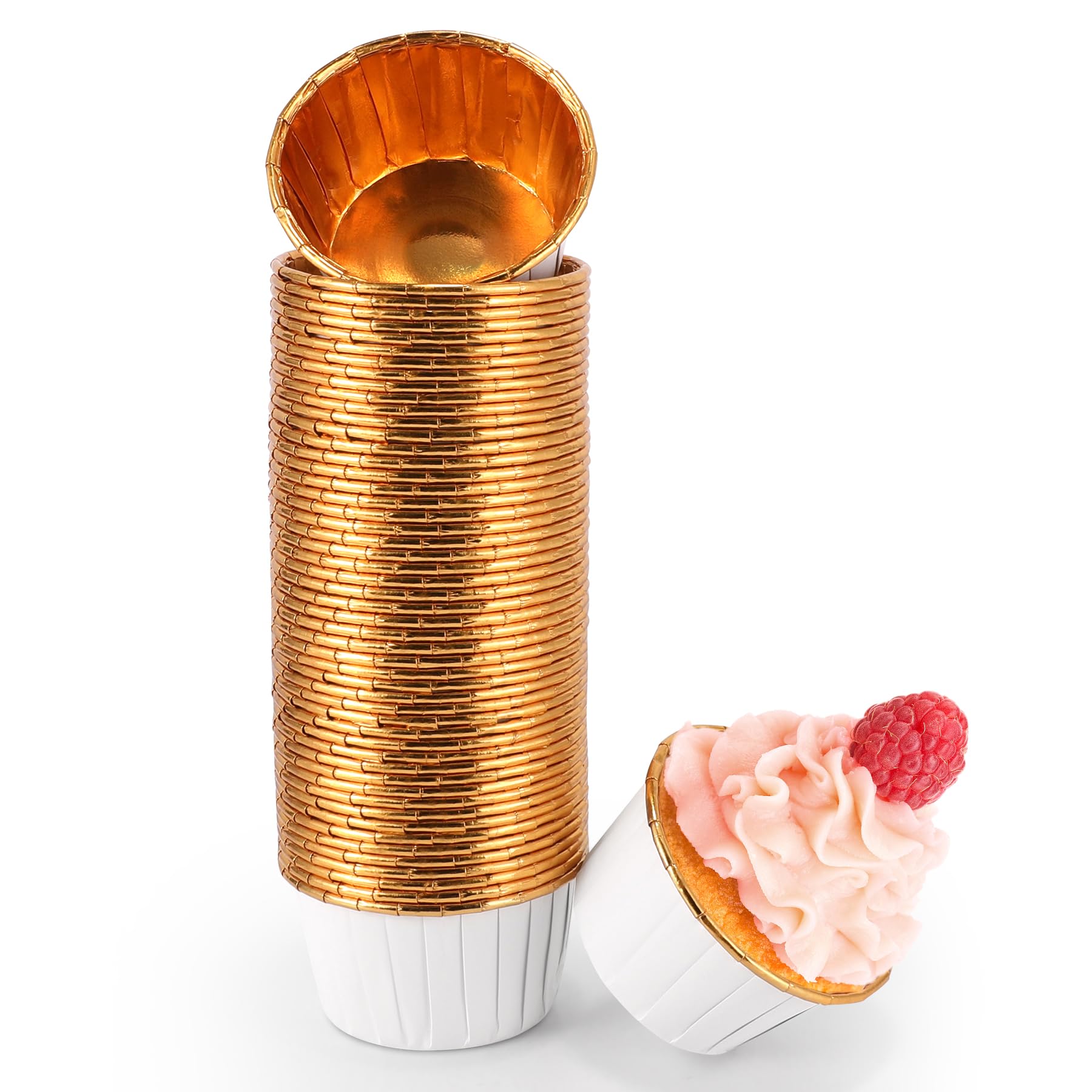 Amazon.com: TRUSBER White and Gold Foil Cupcake Liners,100 pcs ...