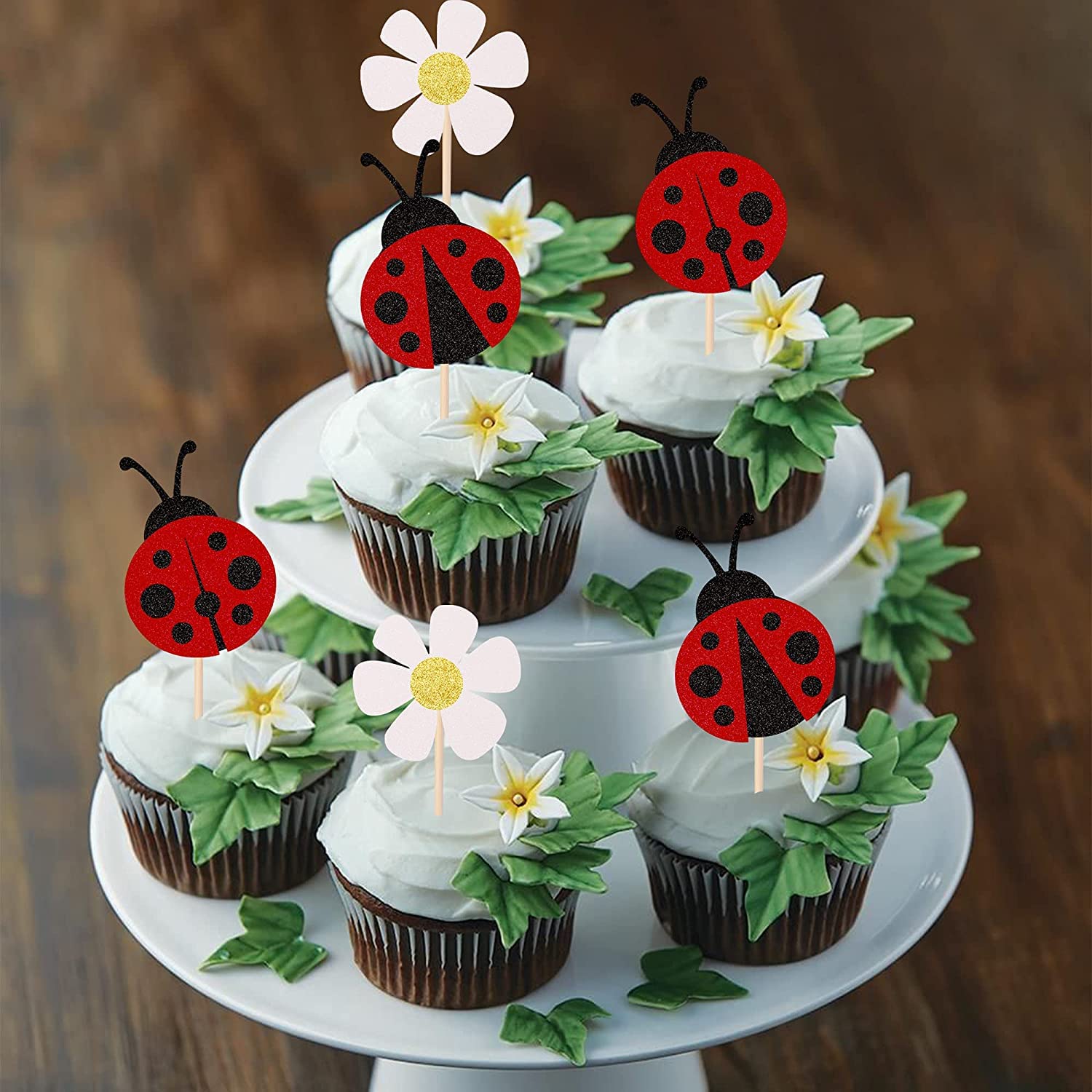Flower Ladybug Baby Shower Cupcakes 8PCS Ladybug Party Honeycomb