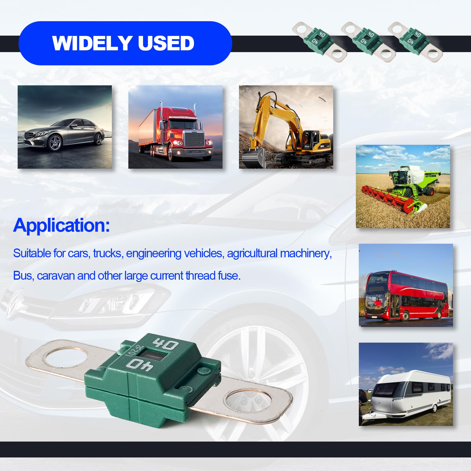 Snapklik.com : 3PCS AMI/Midi Fuse, High Current 40A, For Cars, Buses ...