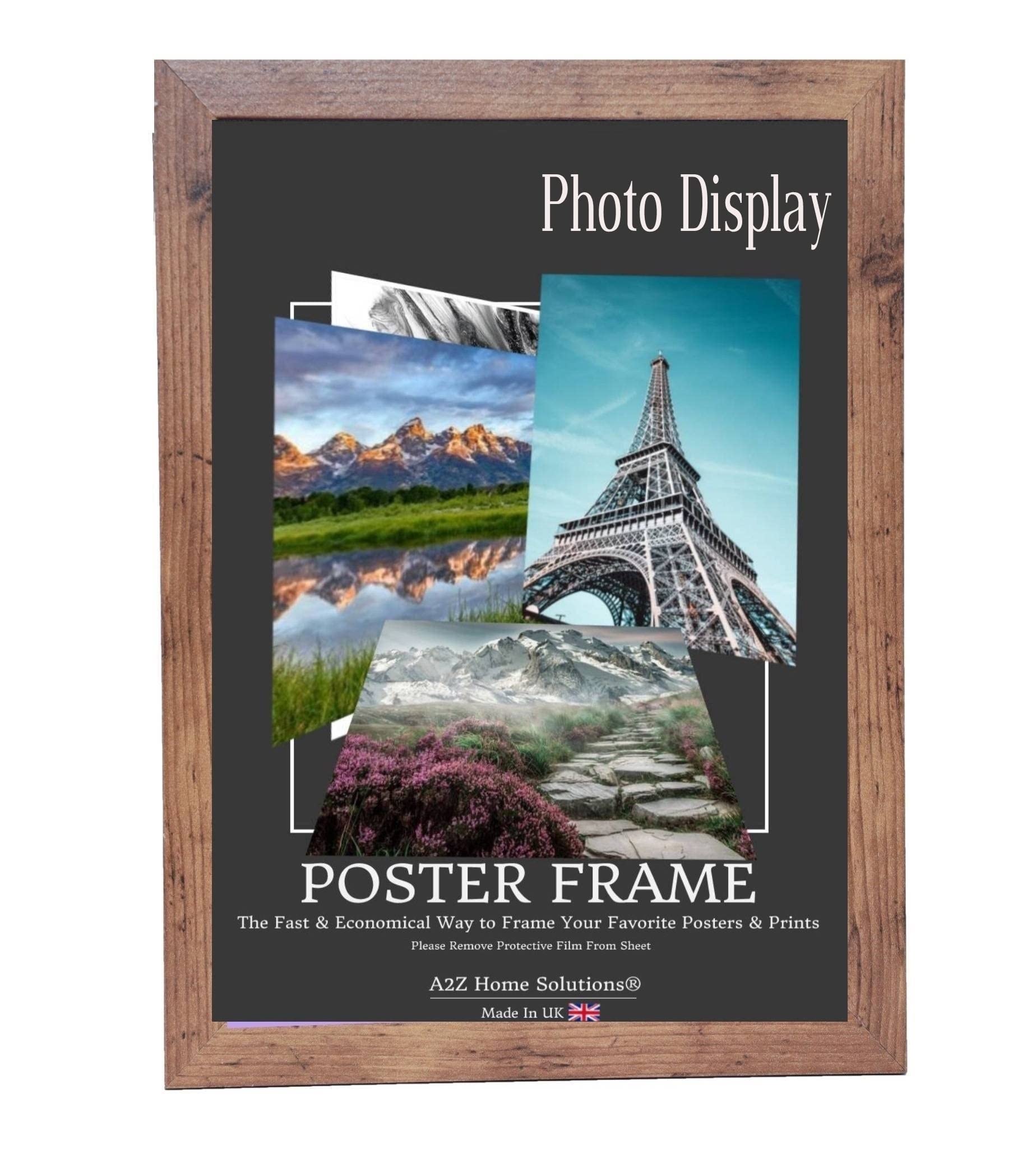A2Z Home Solutions® Photo Poster Display Wall Hanging Rustic Frame 30 x ...