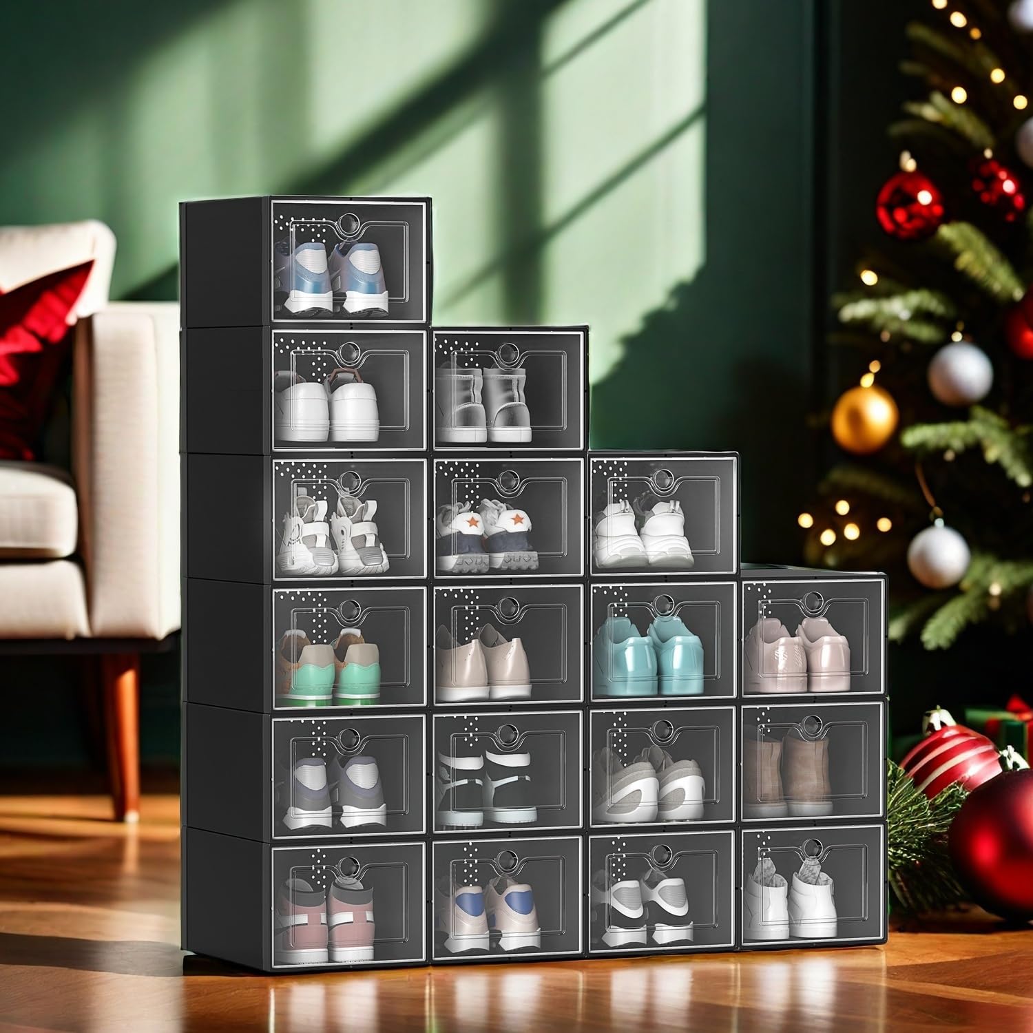 Amazon.com: YITAHOME Large Size Shoe Storage Boxes, 18-Pack Stackable ...