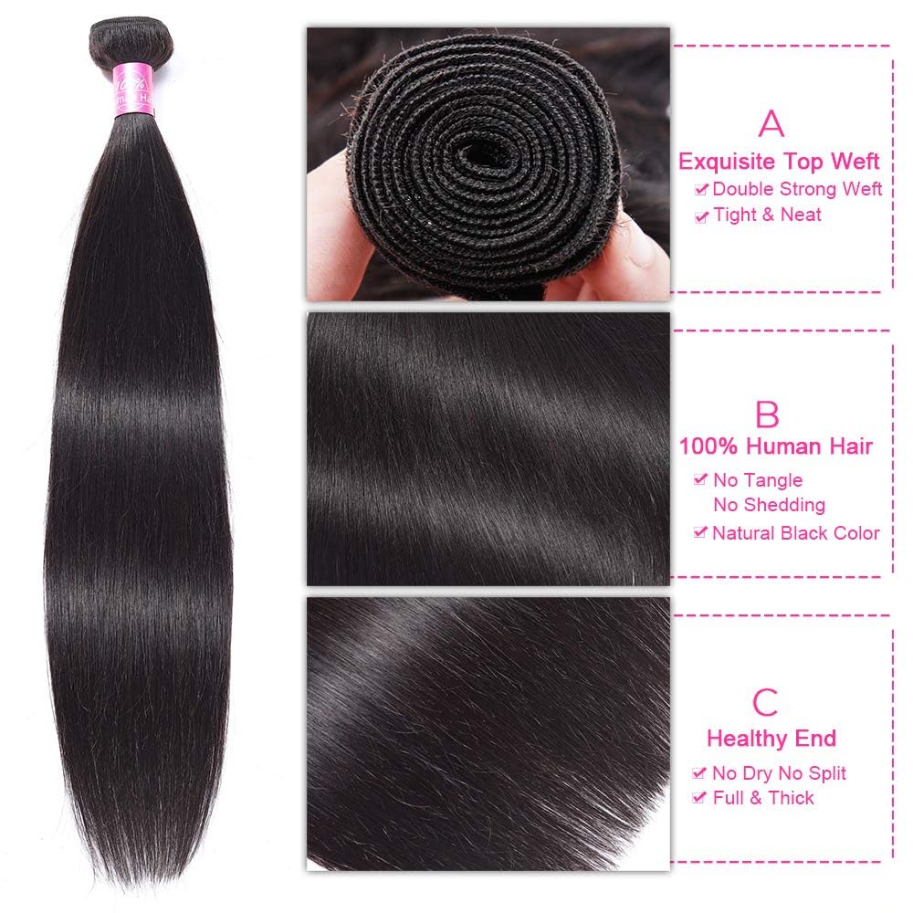 FQ Cabello lacio de 18 pulgadas, 100% sin procesar, cabello humano ...