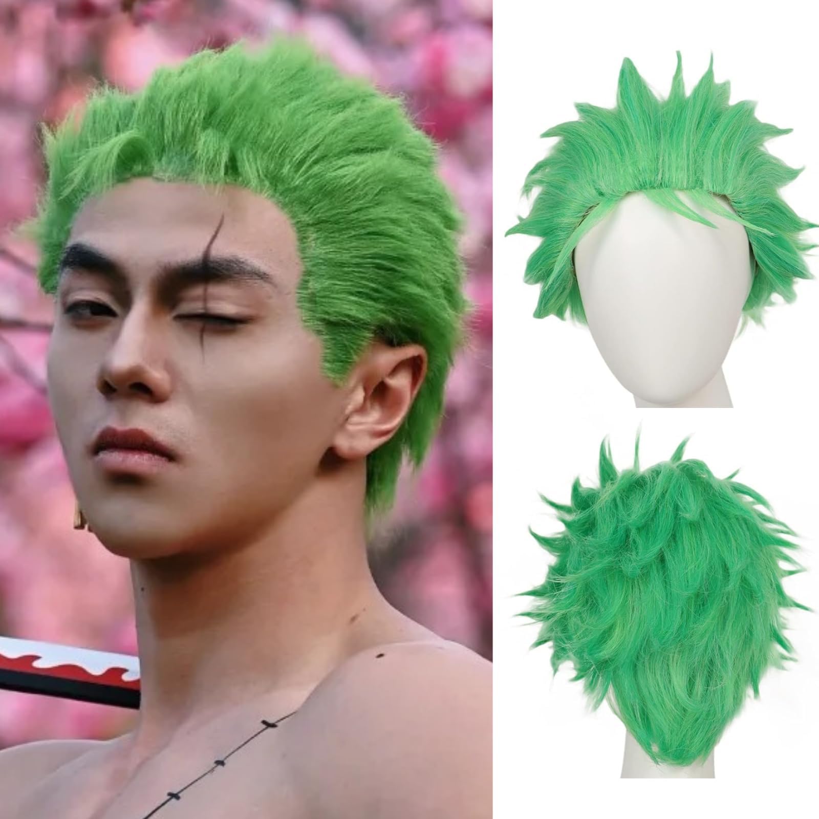 Amazon.com: IMEYLE Male Short Green Wigs for Men Light Grass Green Wig ...