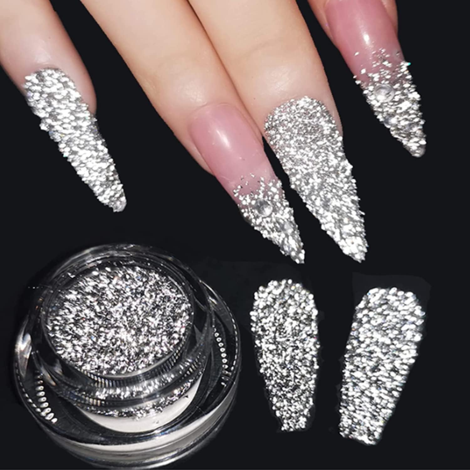 Amazon.com: Reflective Glitter Powder Crystal Diamond Nail Powder, 2PCS ...