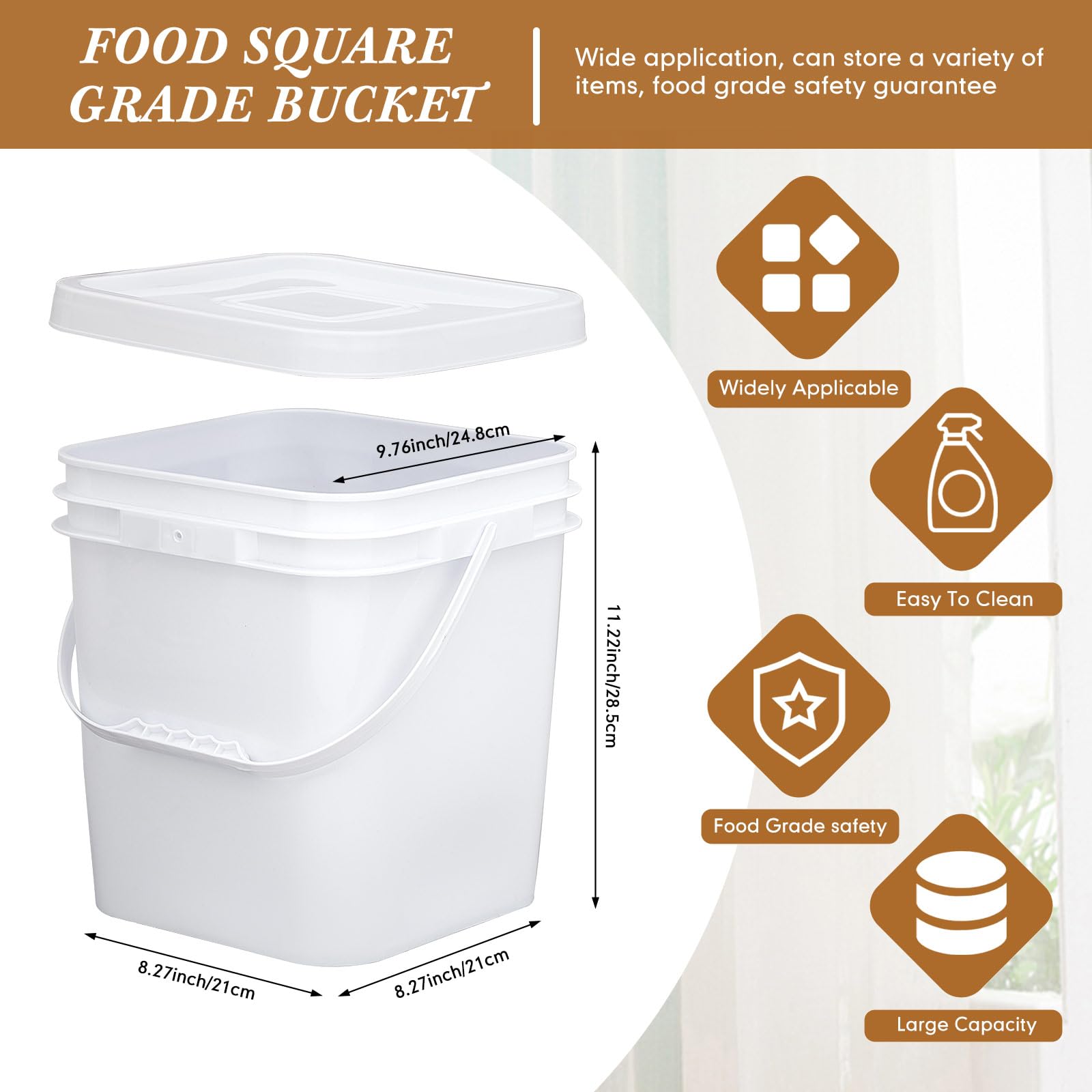 Snapklik.com : Mumufy 8 Pcs 3.5 Gallon Square Food Grade Bucket